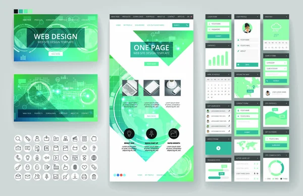 Website Template One Page Design Headers Interface Elements Stock ...