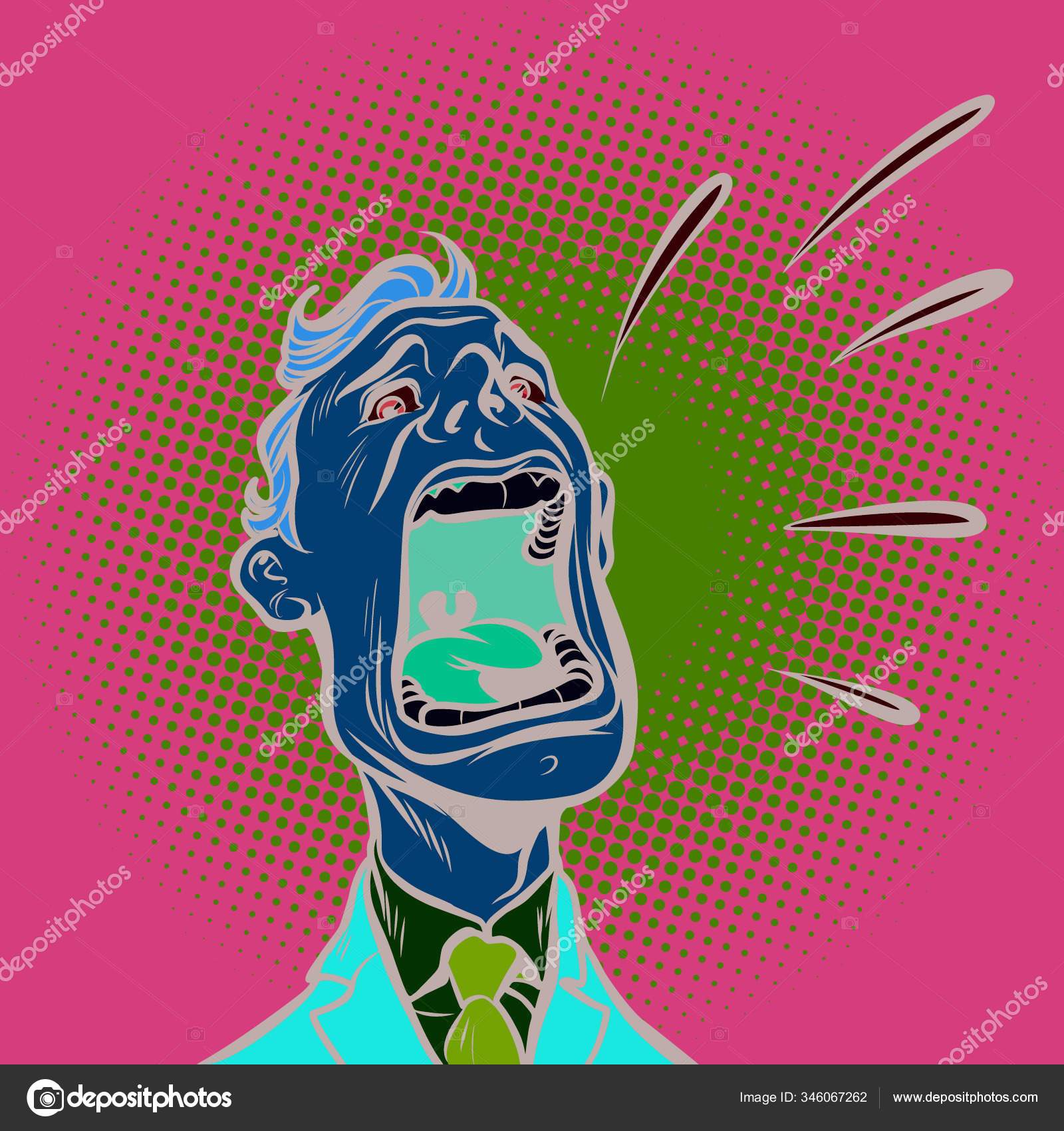 Man Screams Panic Comic Cartoon Pop Art Retro Vector Illustration Stock ...