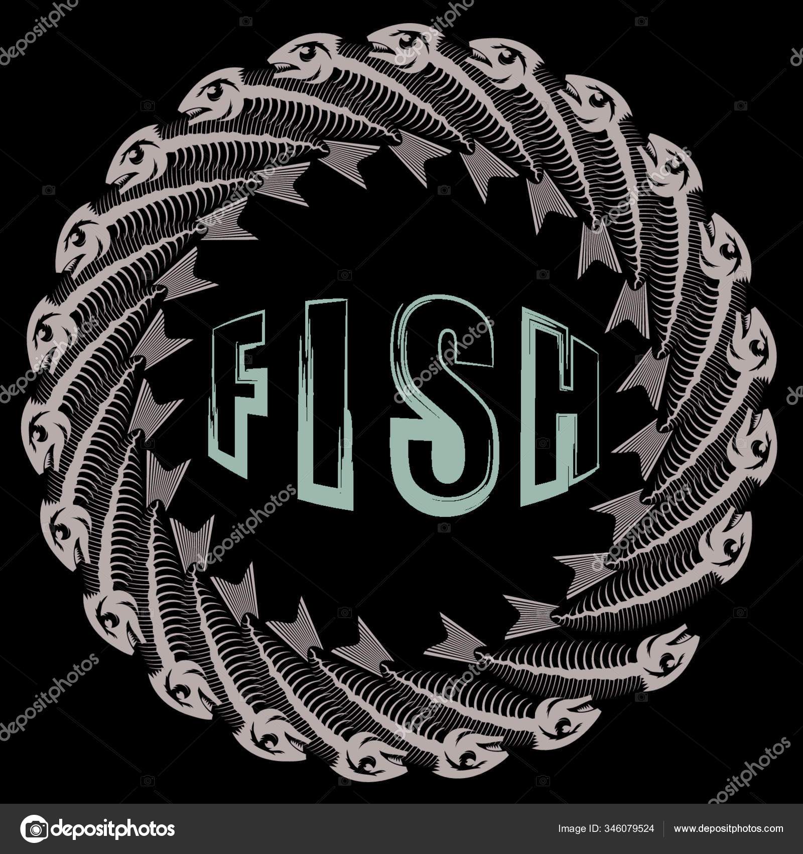 Fish Circle Frame Isolated White Background Stock Vector Image by ...