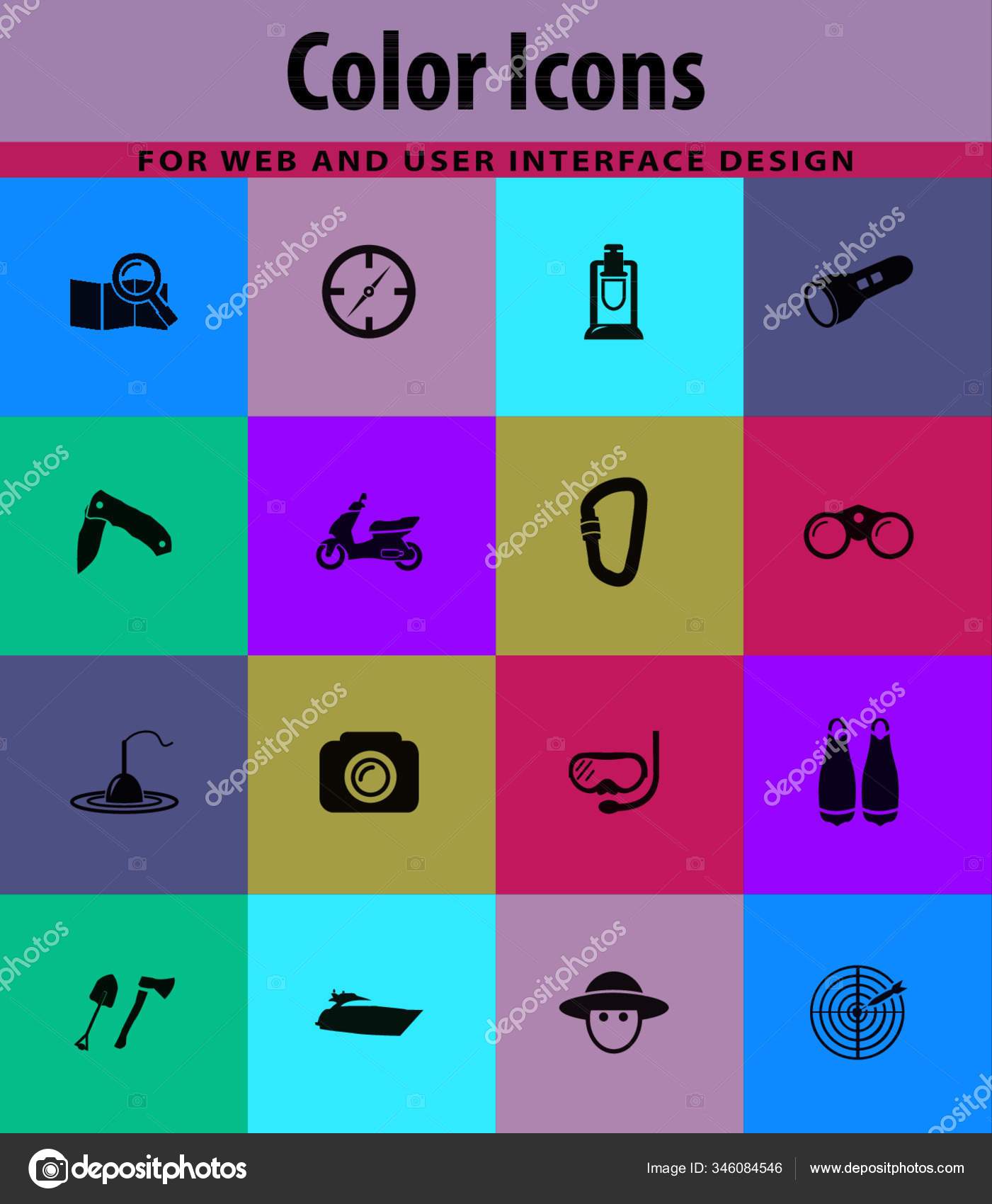 Active Recreation Icons User Interface Design Stock Vector Image by ...