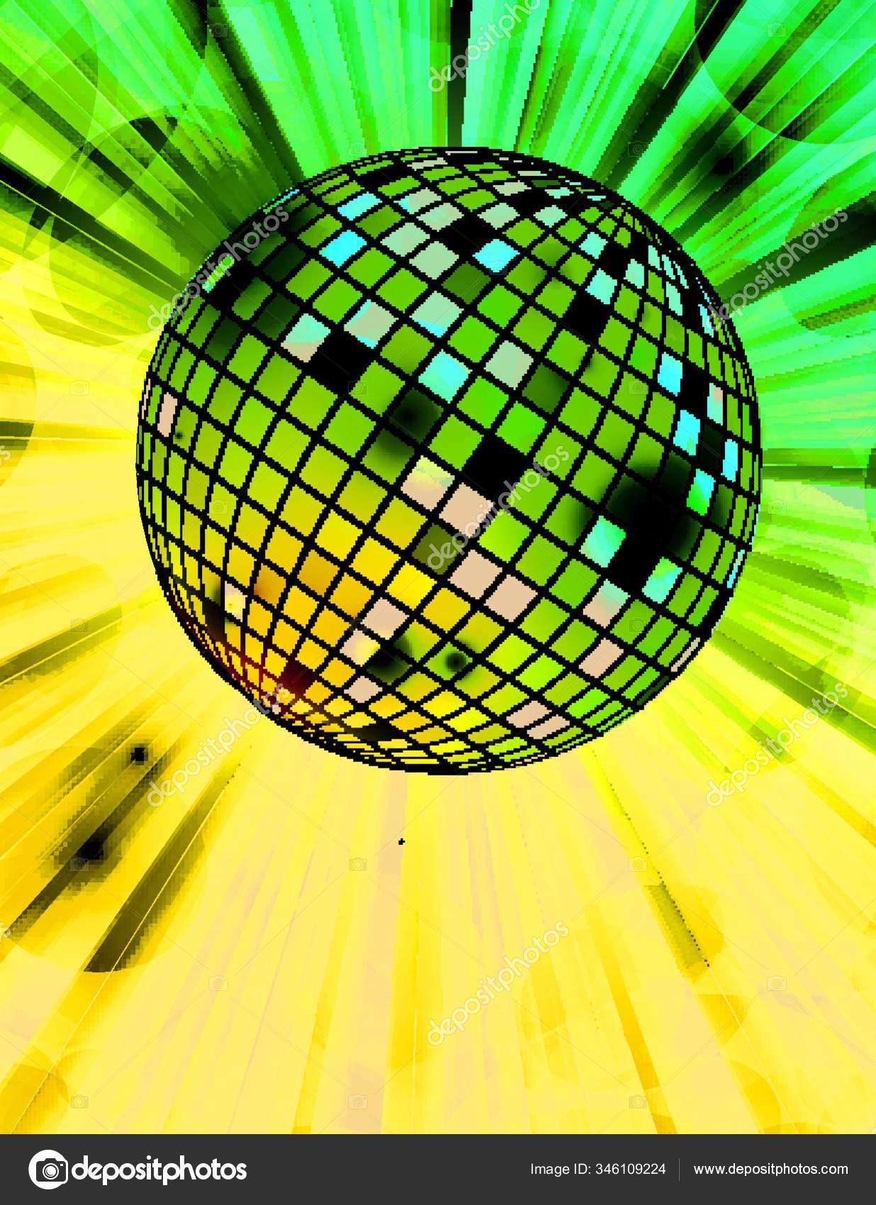 Disco Party Vector Background Rays Disco Ball Vector Illustration Stock ...