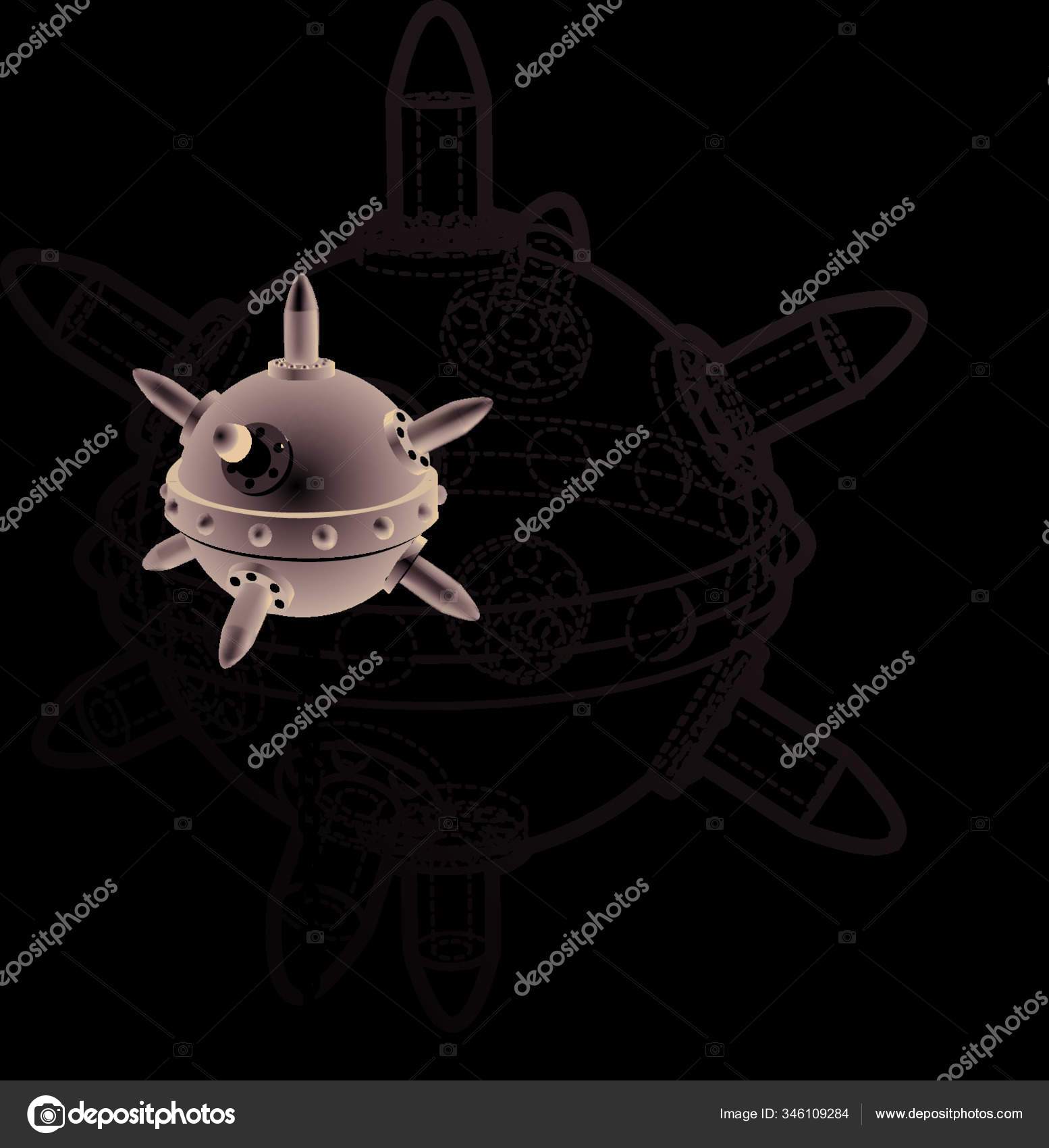 Naval Mine Vector Illustration White Background Stock Vector Image by ...