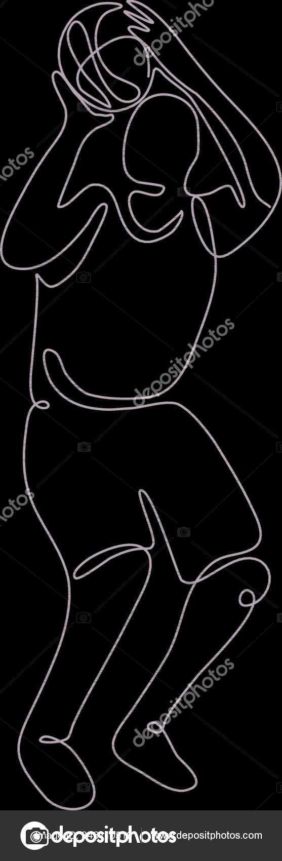 Continuous Line Drawing Illustration Basketball Player Shooting Ball ...