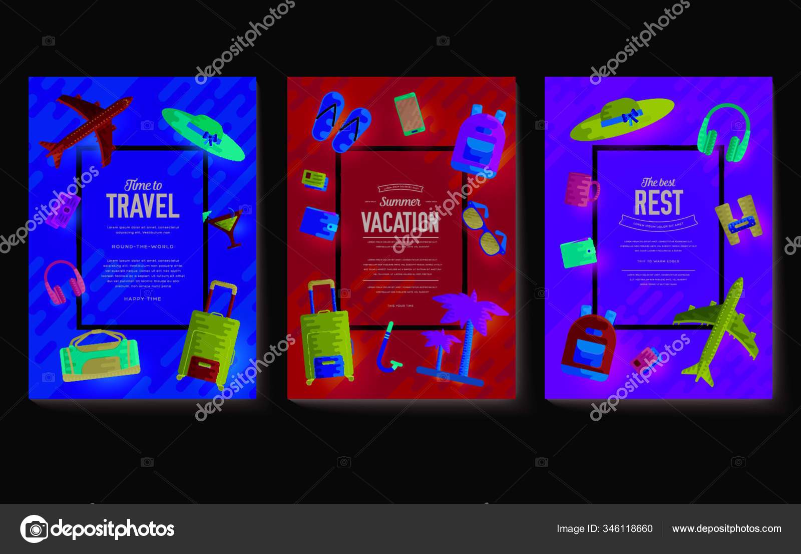 Tour World Vector Brochure Set Travel Template Flyear Magazines Posters ...
