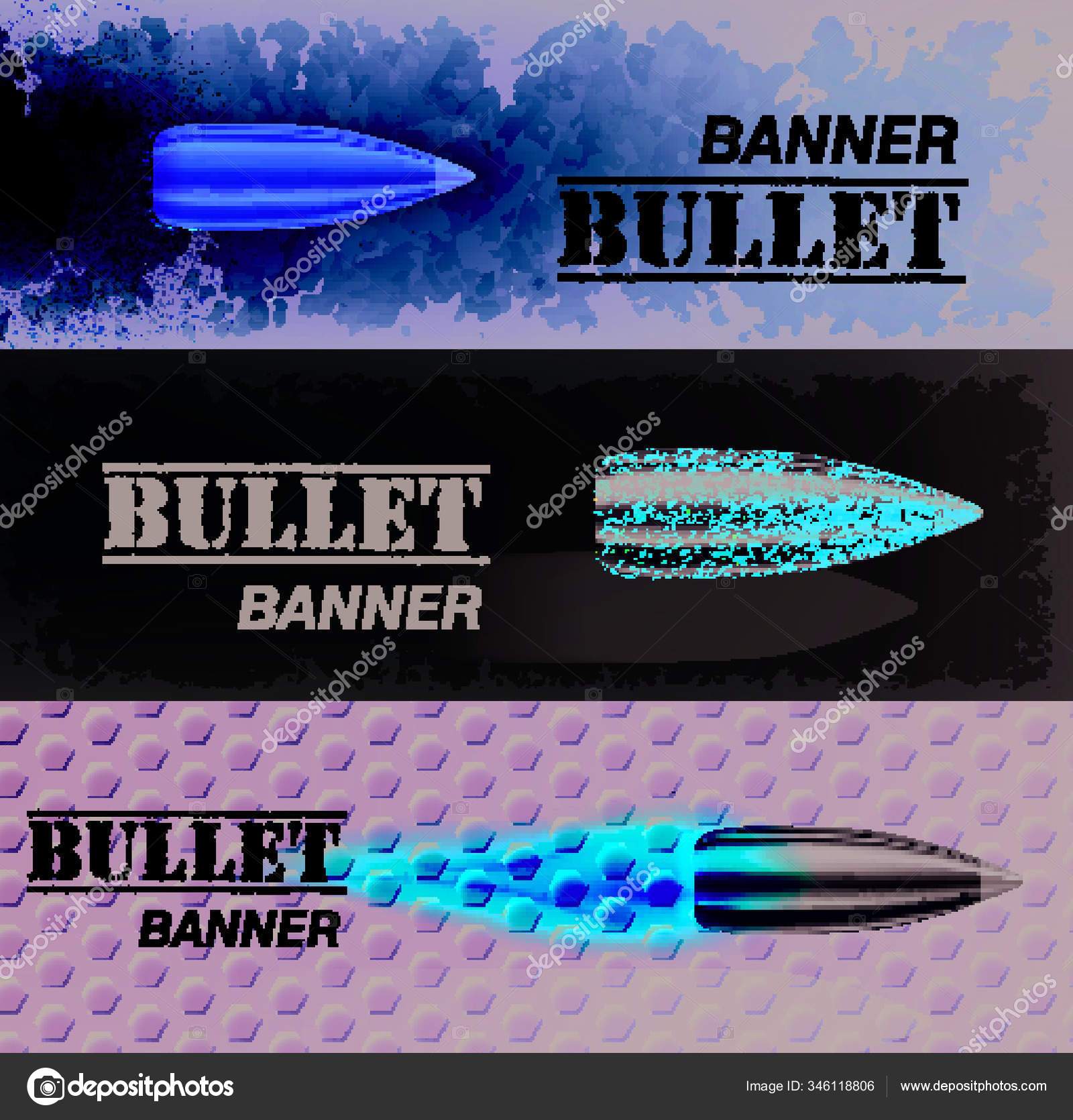 Banner Flying Bullet Military Background Concept Danger Vector ...