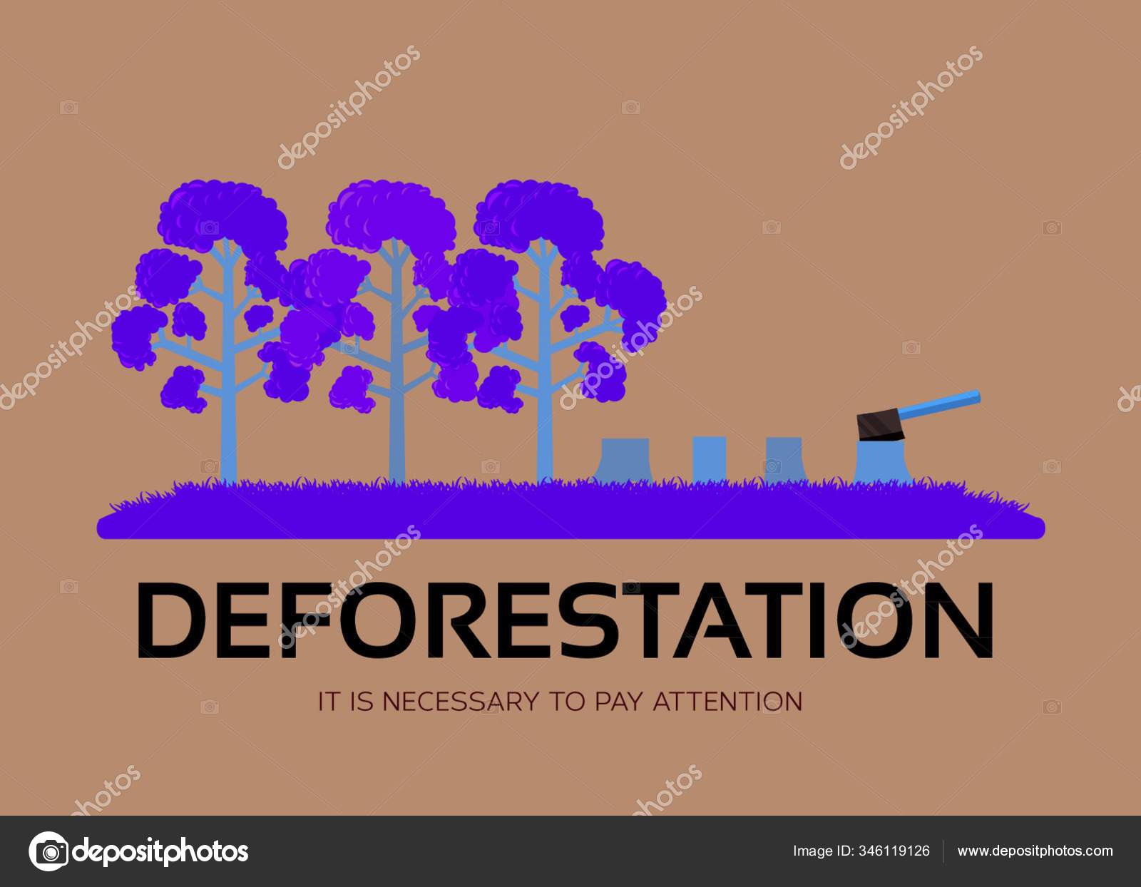 Issue Deforestation Flat Design Background Concept Ecological Natural ...