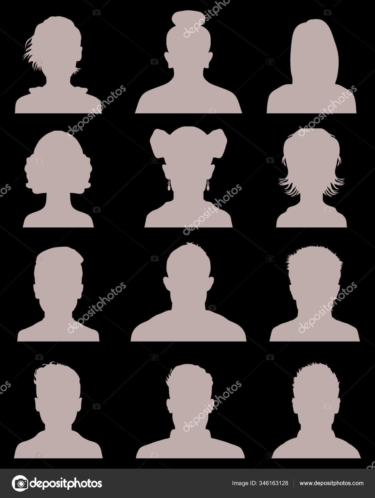 Male Female Head Silhouettes Avatar Profile Icons Stock Vector by ...