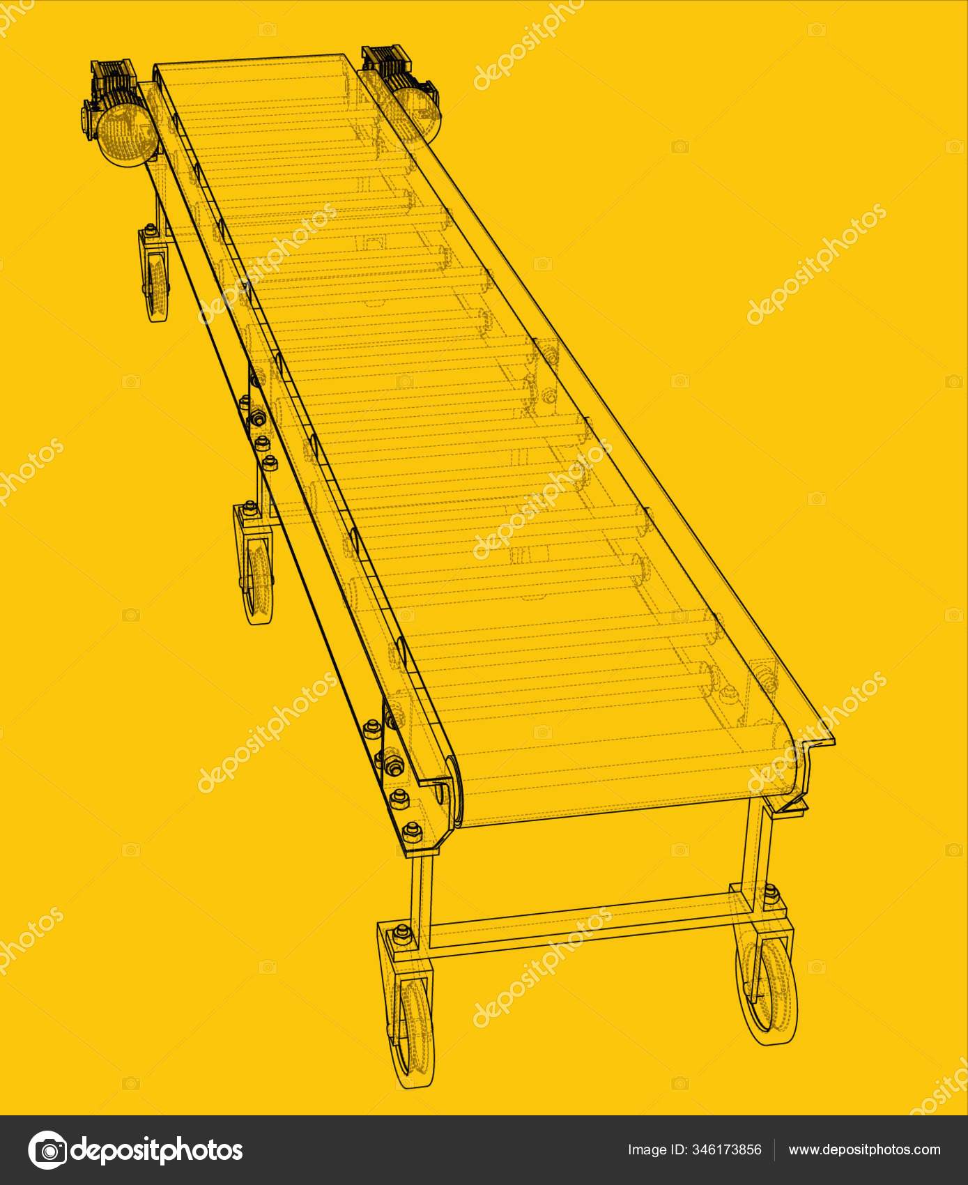 Outline Conveyor Belt Vector Rendering Wire Frame Style Layers Visible ...