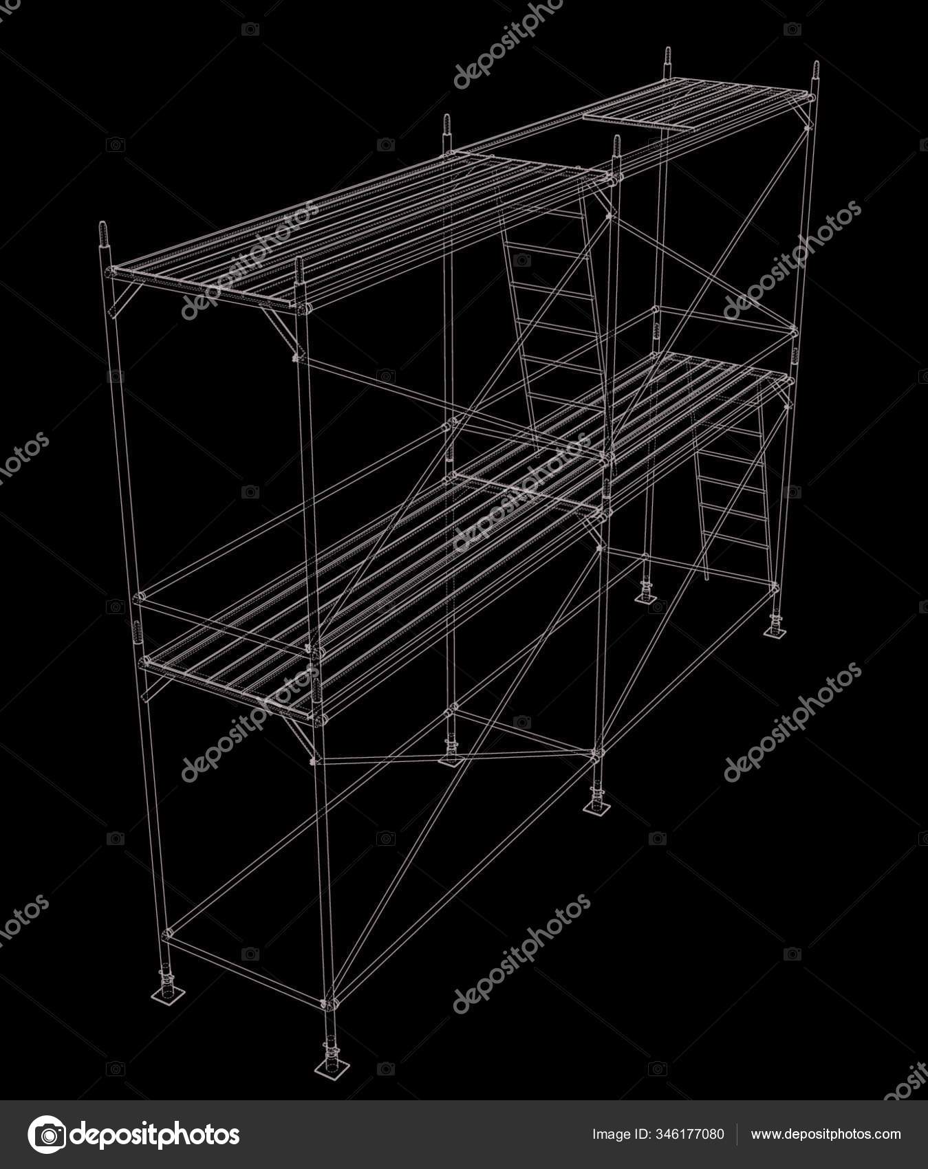 Outline Scaffold Vector Rendering Wire Frame Style Layers Visible ...