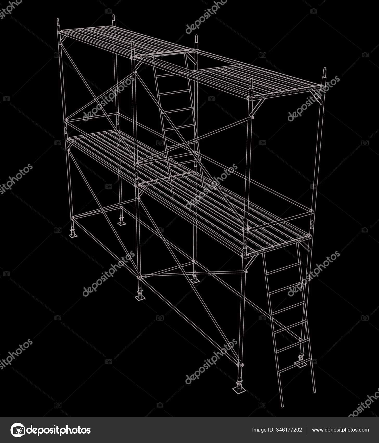 Outline Scaffold Vector Rendering Wire Frame Style Layers Visible ...