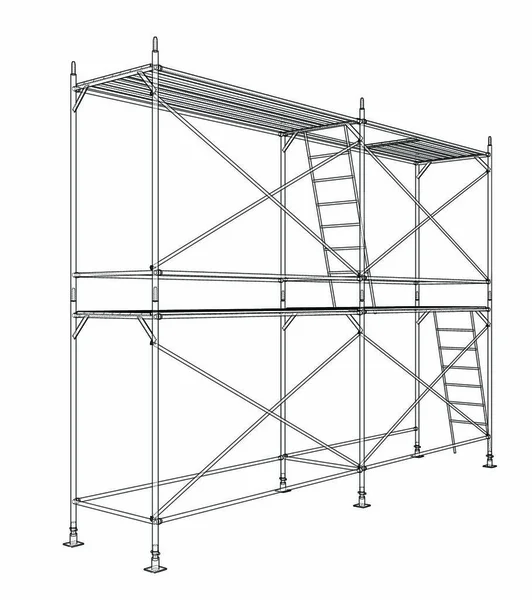 Outline Scaffold Vector Rendering Wire Frame Style Layers Visible ...