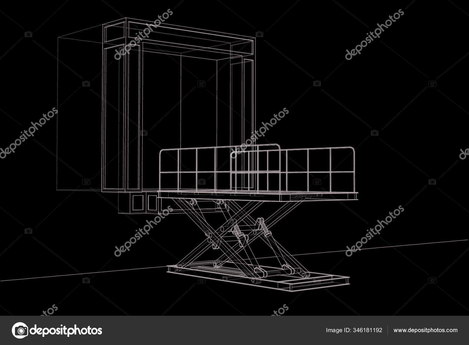 Dock Leveler Concept Vector Rendering Wire Frame Style Layers Visible ...