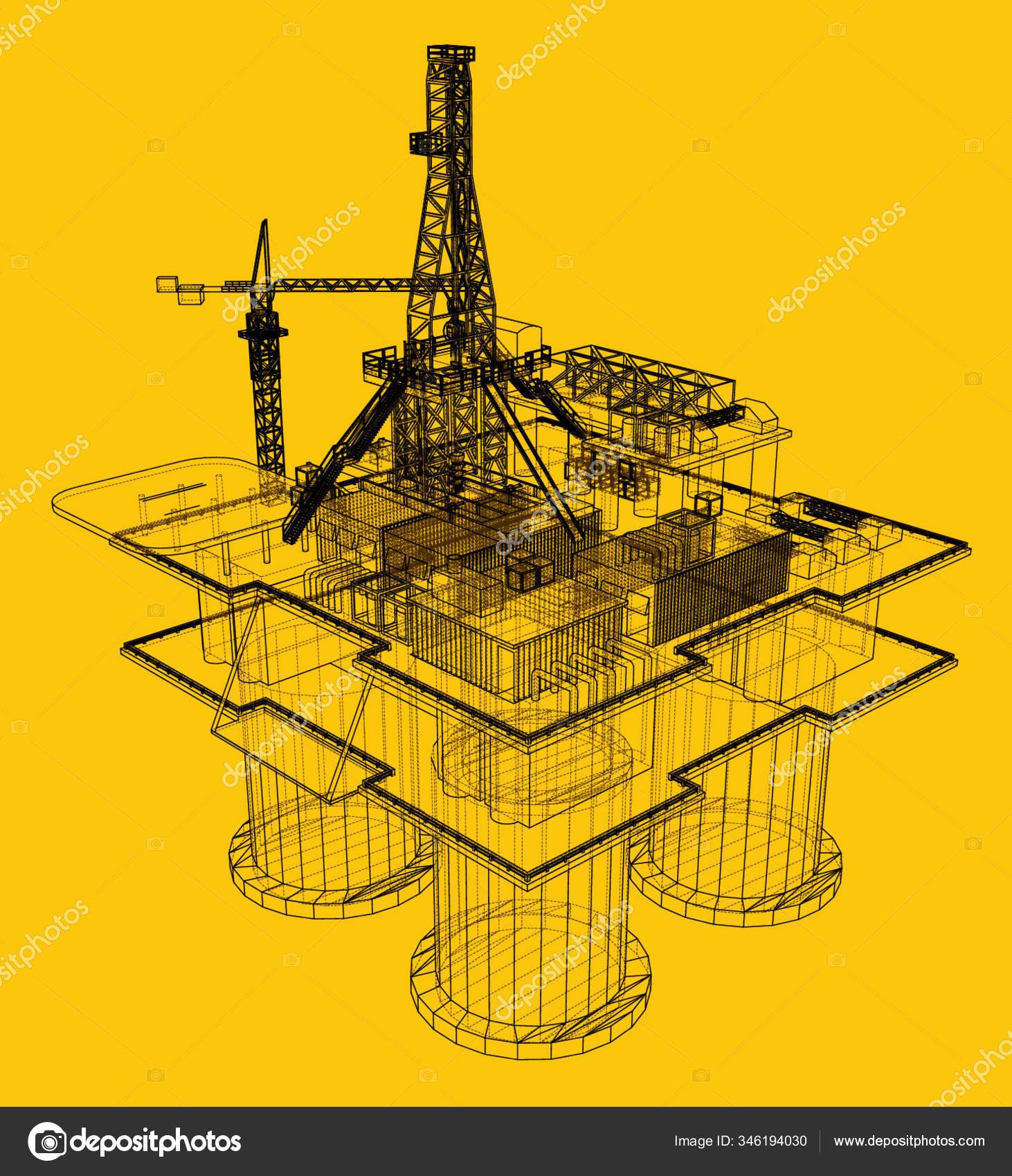 Concepto Plataforma Perforación Plataformas Petrolíferas Alta Mar Representación Vectorial ...