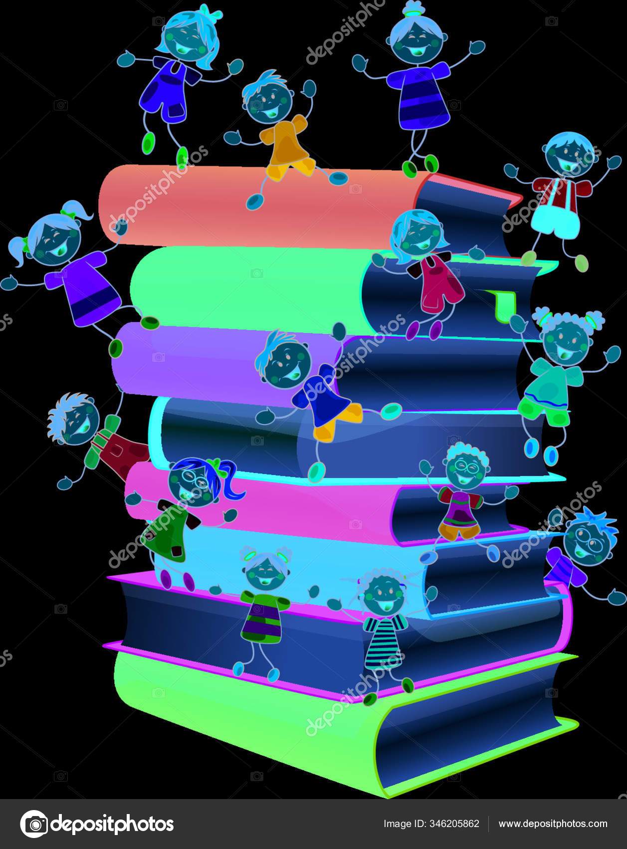 Children Stack Books Children Books White Background Stock Illustration ...