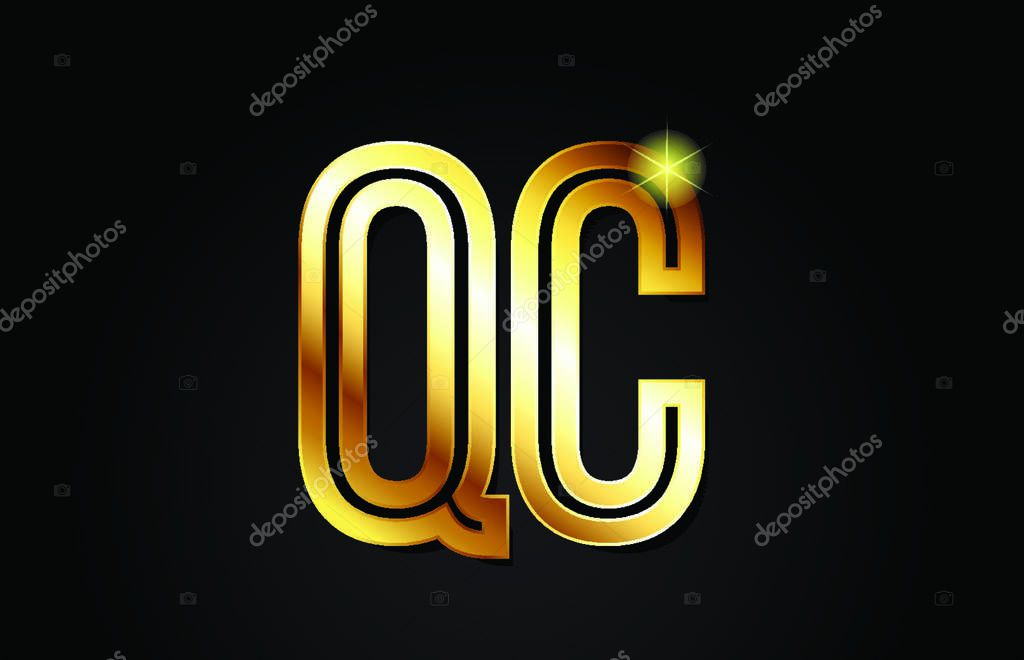 letra de alfabeto de oro qc q c logotipo combinación de diseño adecuado ...