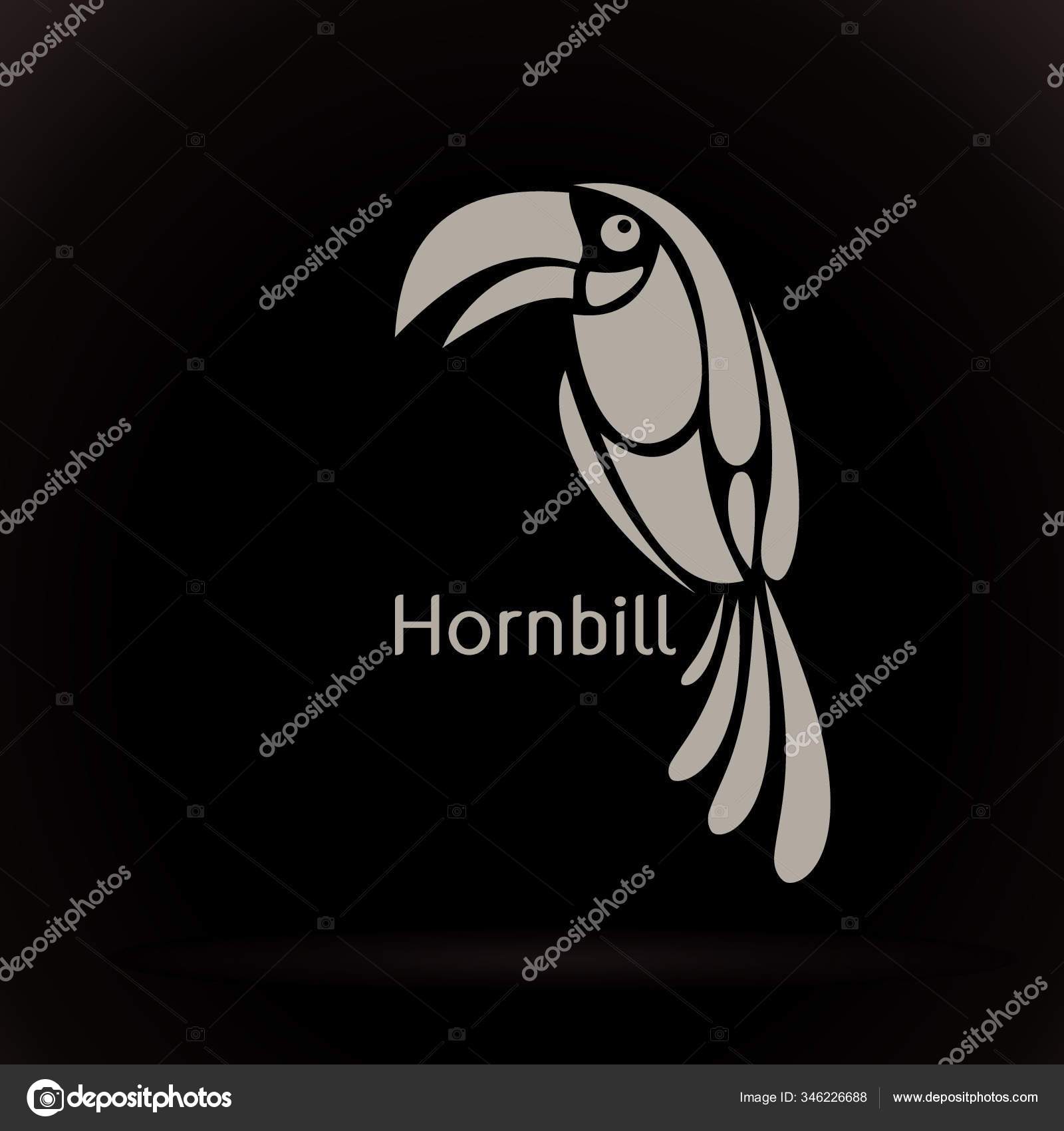 Vector Hornbill Design White Background Wild Animals Birds Easy ...