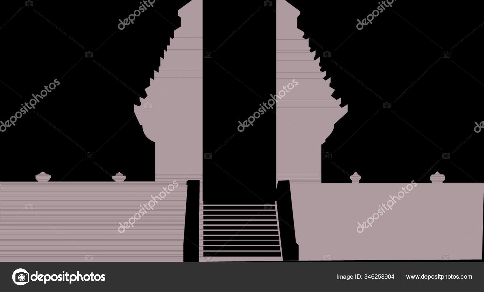 Traditional Balinese Architecture Temple Gate Vector Illustration Stock ...