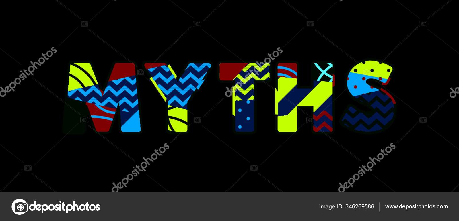 Word Myths Concept Written Colorful Abstract Typography Vector Eps ...