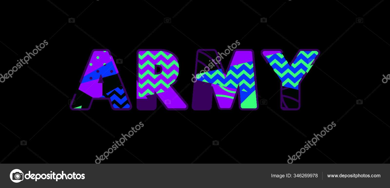 Word Army Concept Written Colorful Abstract Typography Vector Eps ...
