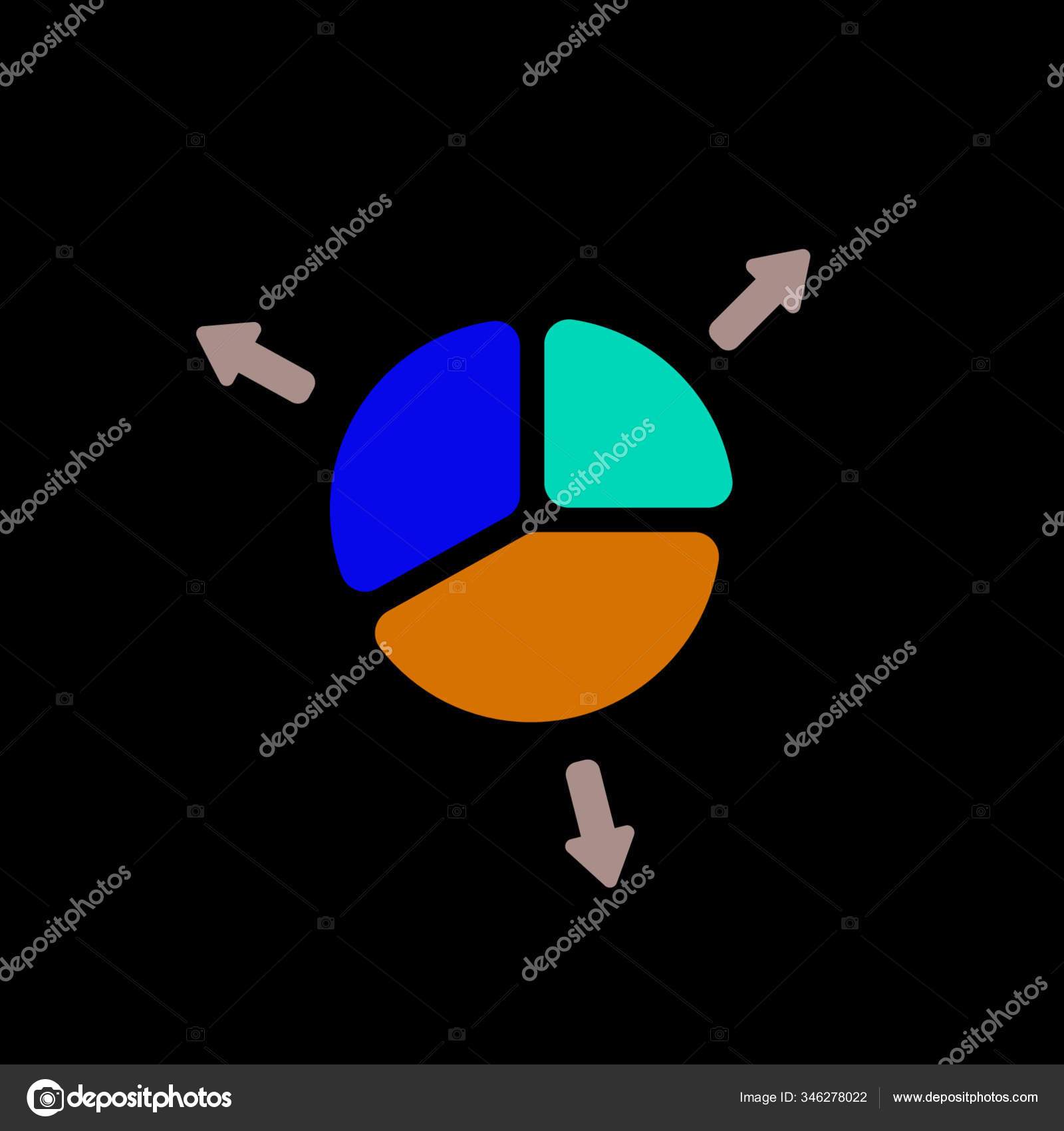 Vector Illustration Icon Concept Three Parts Diagram Pie Stock Vector ...