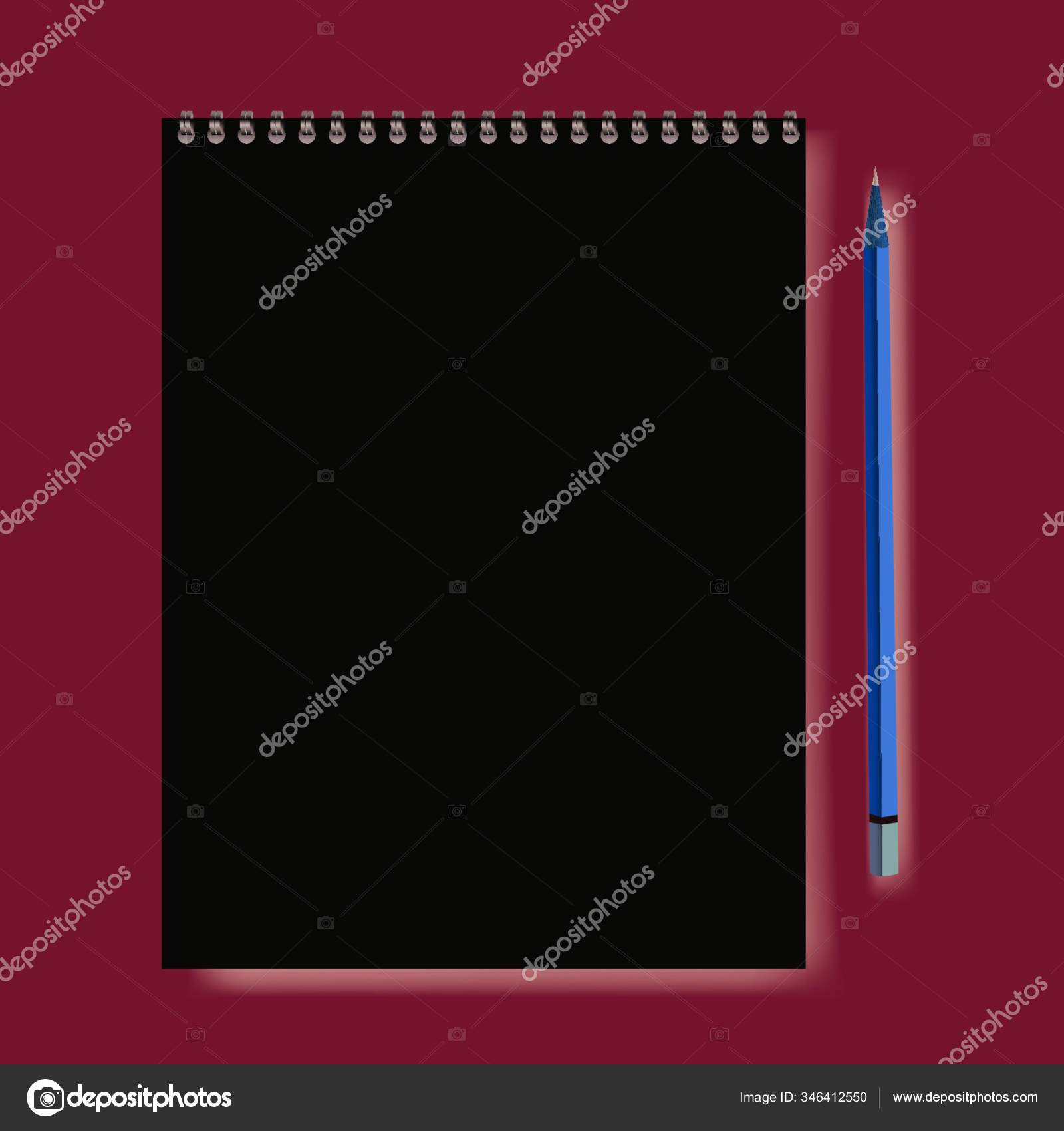 Notebook Mockup Pencil Mint Background Gradient Mesh Vector ...