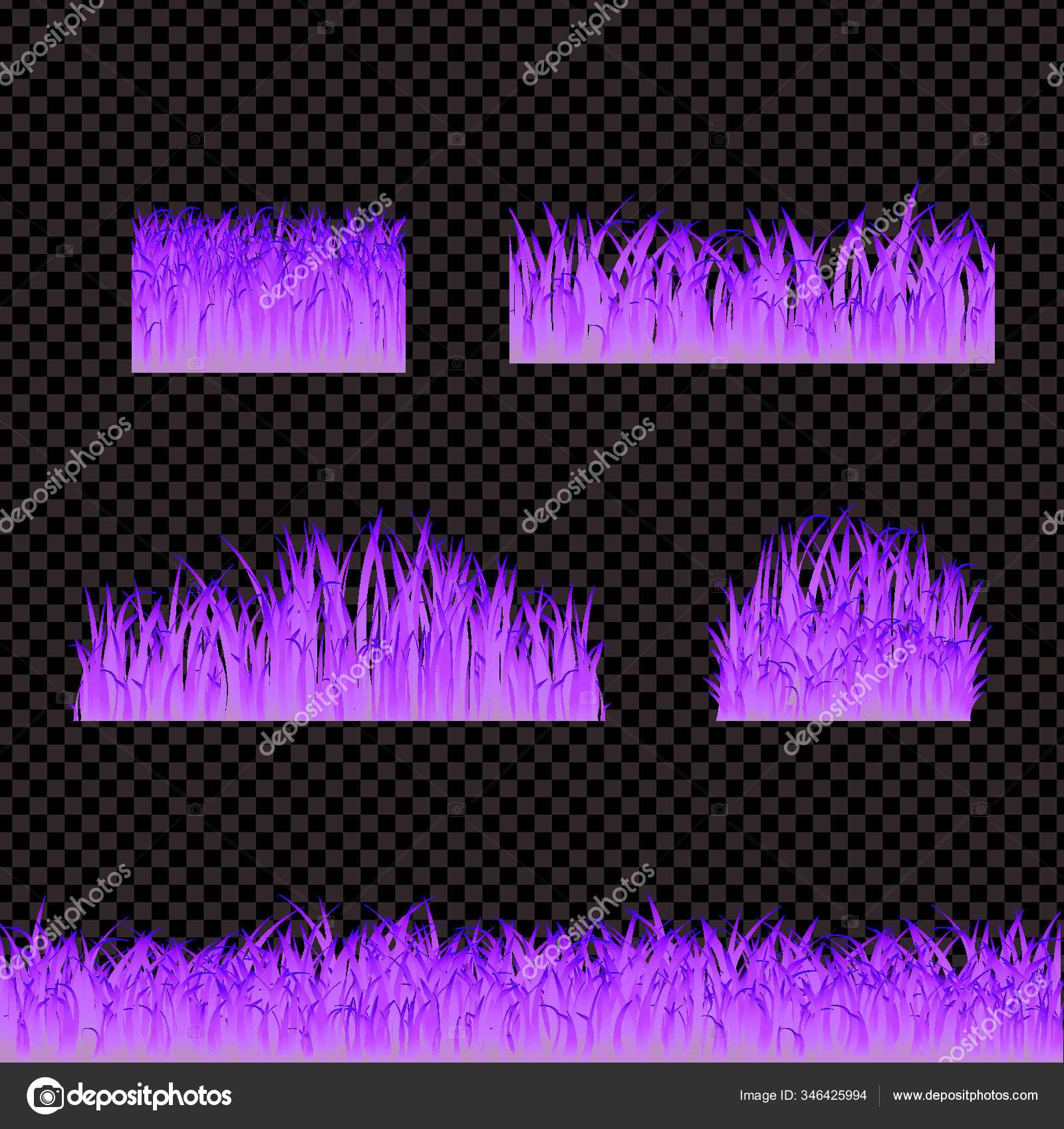 Big Set Green Grass Borders Transparent Background Gradient Mesh Vector ...