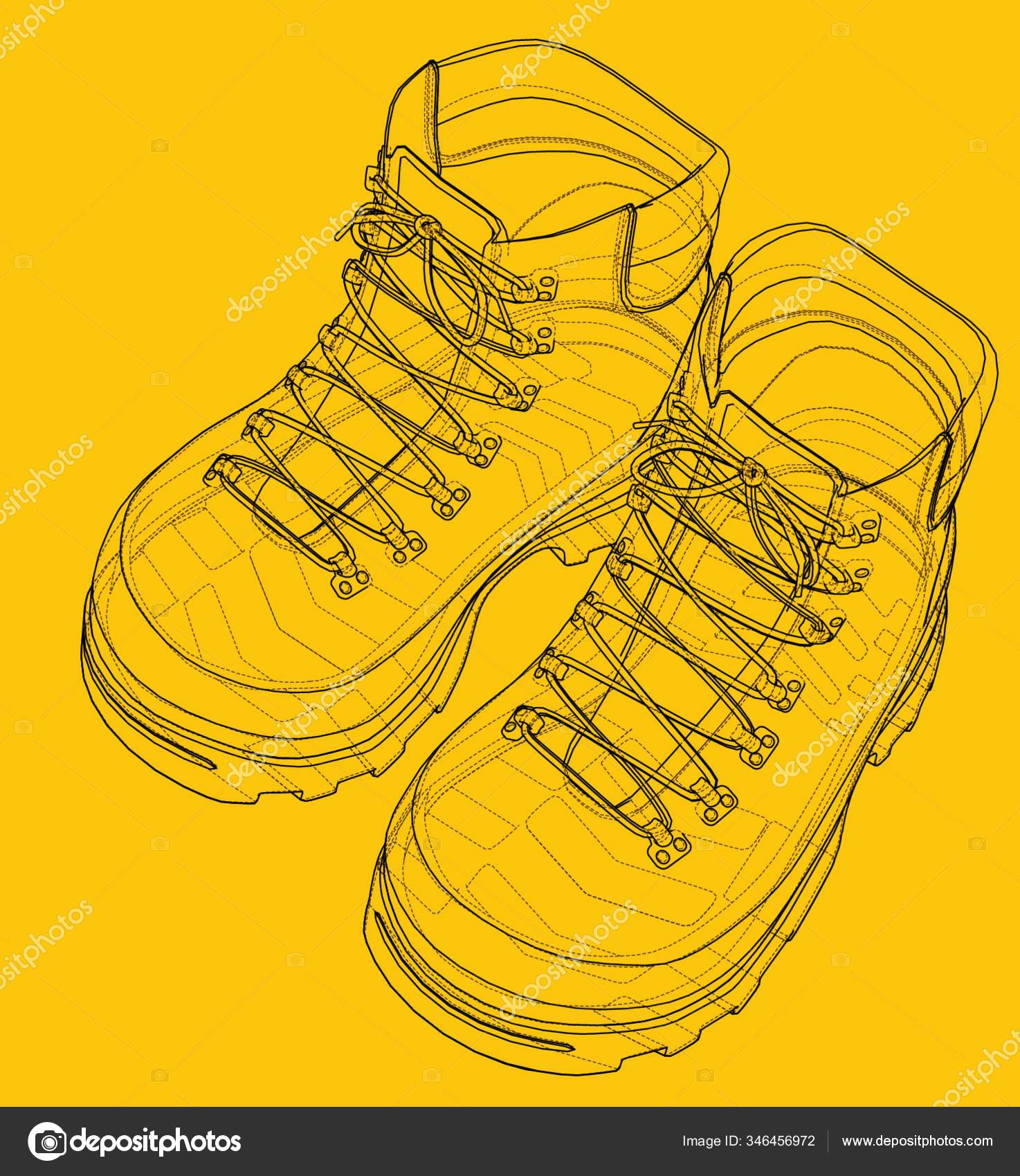 Mens Boot Concept Vector Rendering Wire Frame Style Layers Visible ...