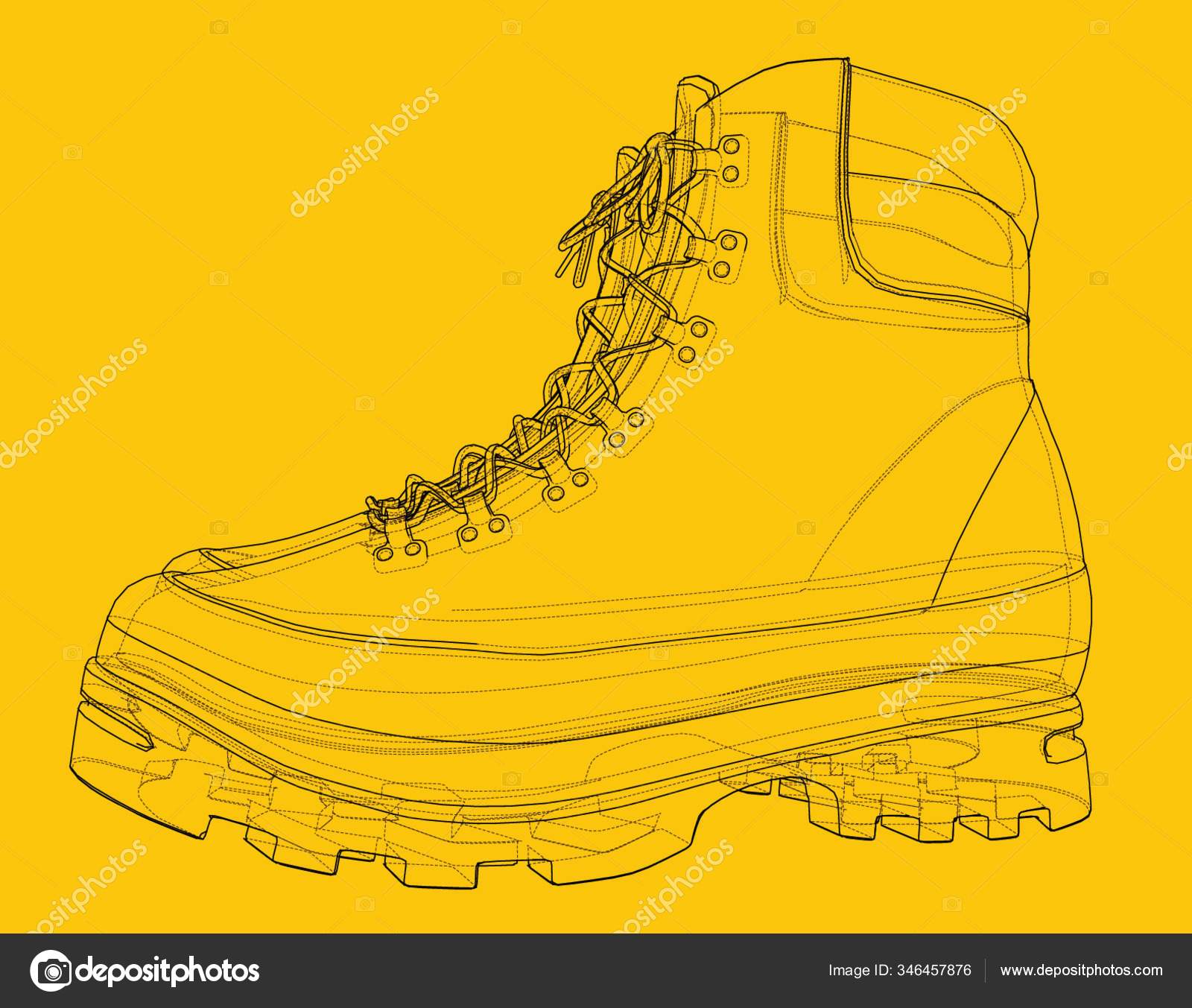 Mens Boot Concept Vector Rendering Wire Frame Style Layers Visible ...
