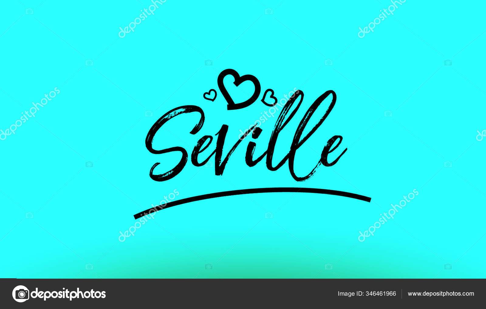 Seville White City Hand Written Text Heart Red Background Logo Stock ...