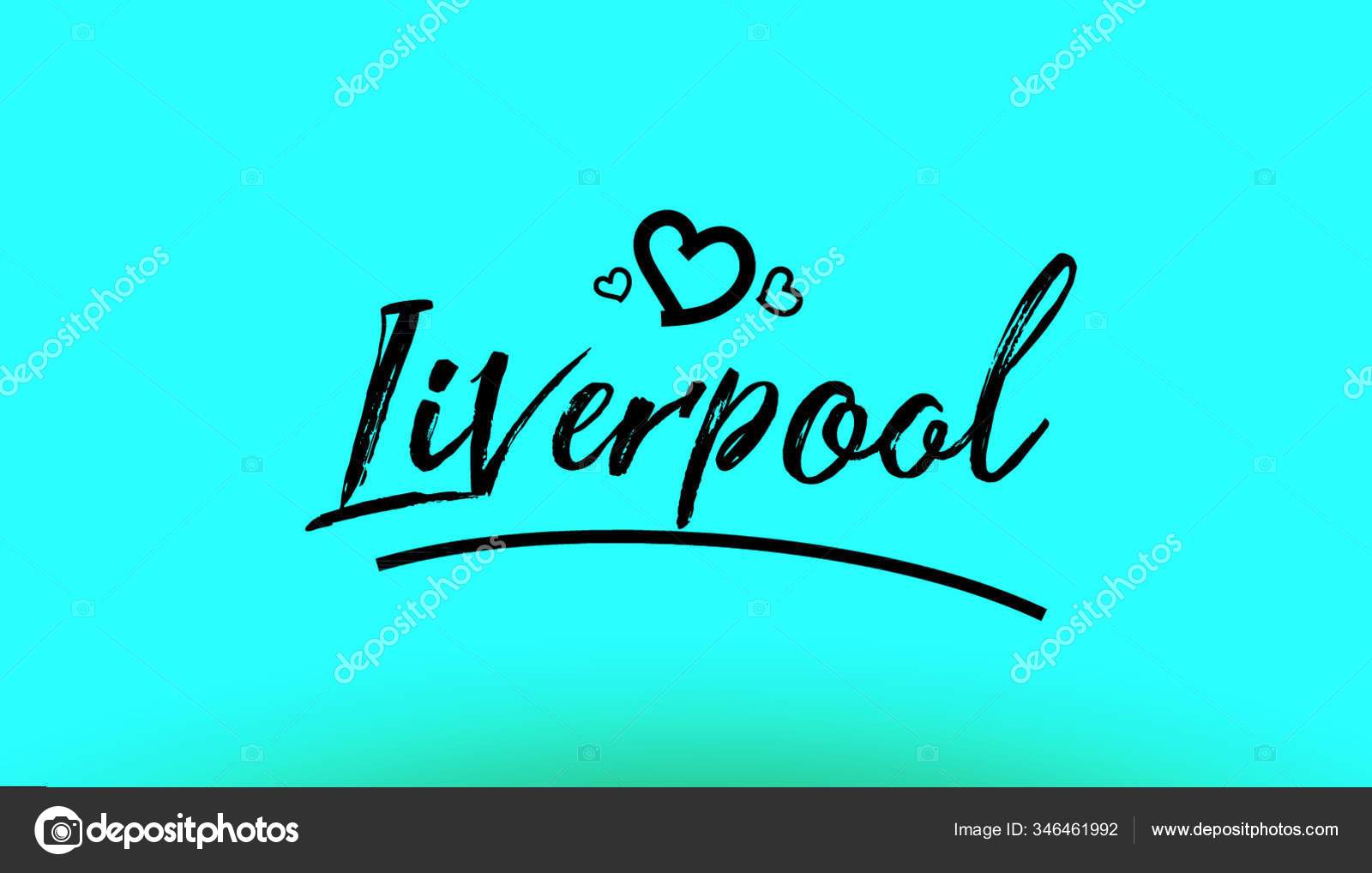 Liverpool White City Hand Written Text Heart Red Background Logo Stock ...