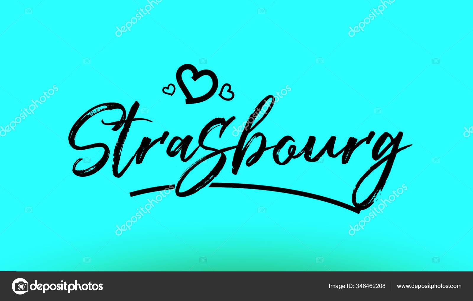 Strasbourg White City Hand Written Text Heart Red Background Logo Stock ...