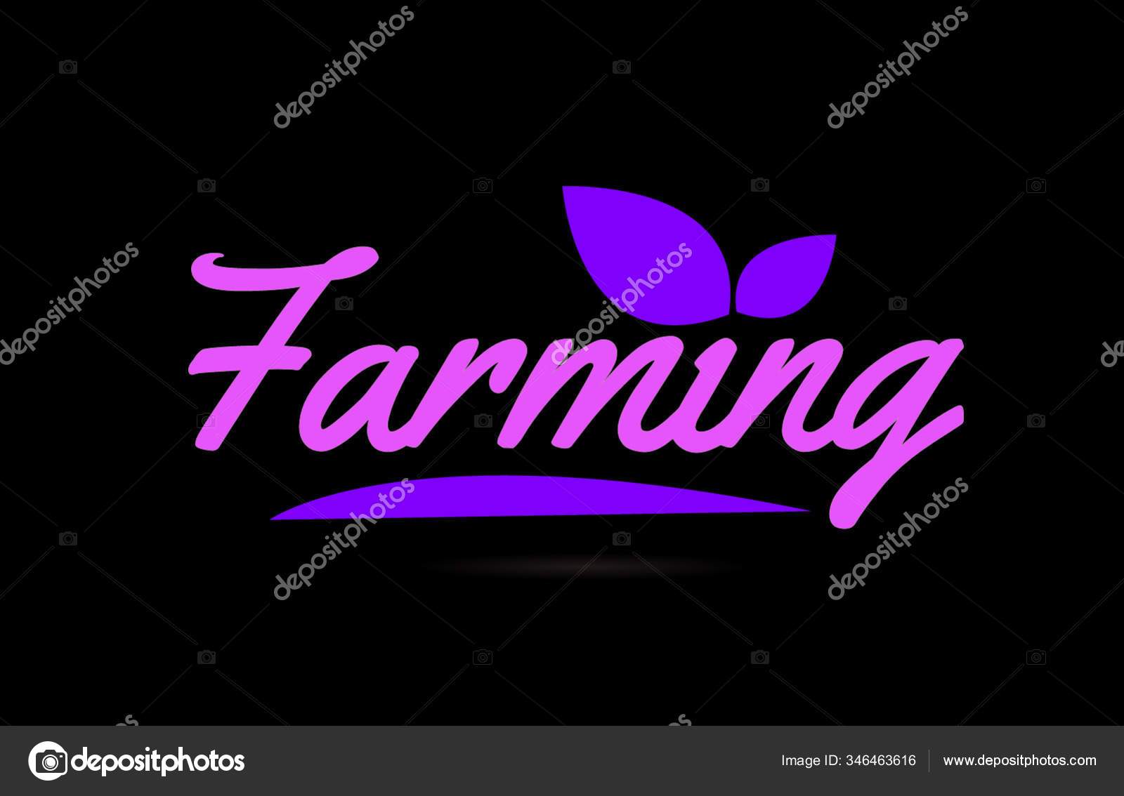 Farming Hand Written Word Text Typography Design Green Color Leaf Stock ...