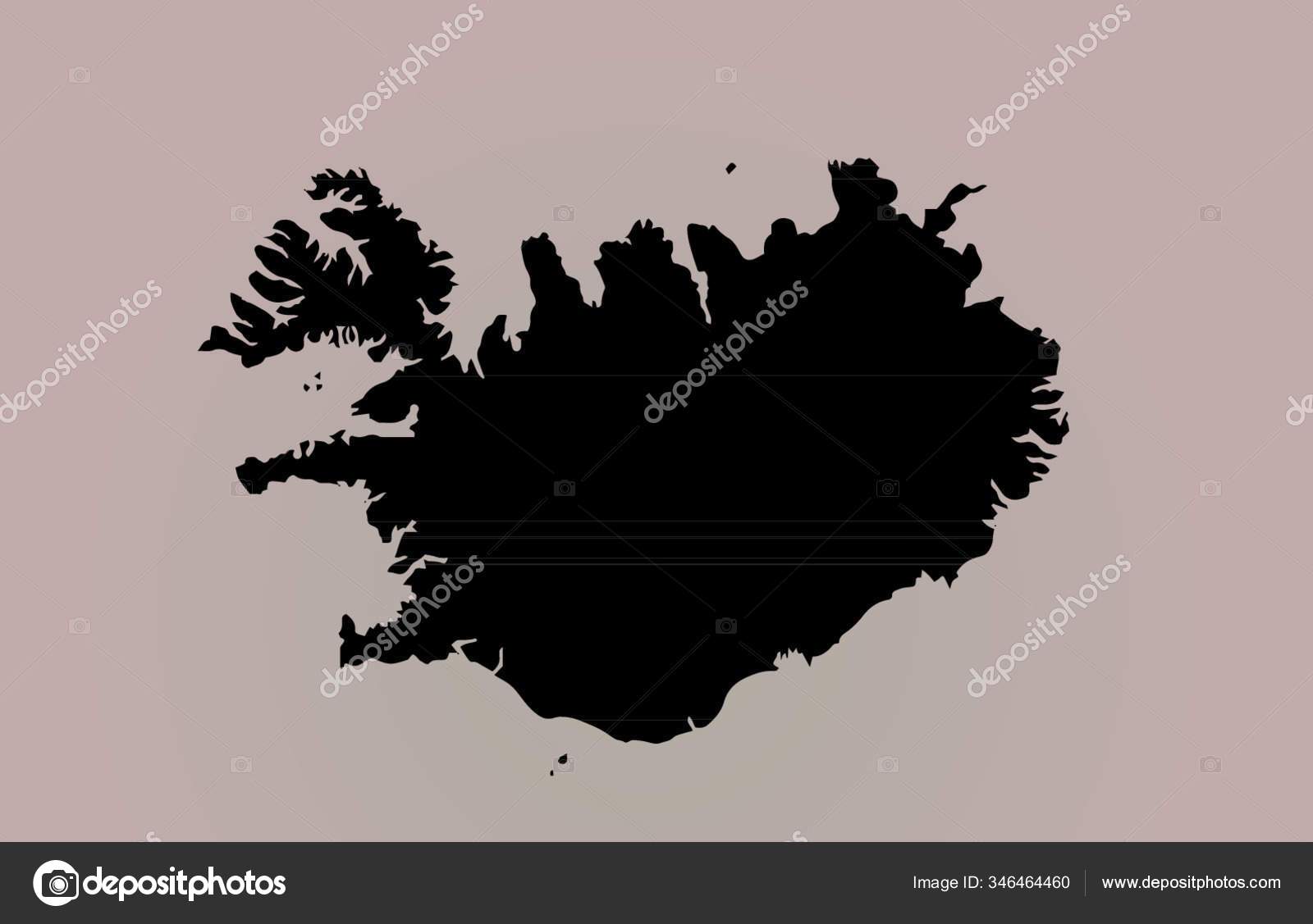 Iceland Black White Country Border Map Logo Design Black Background ...