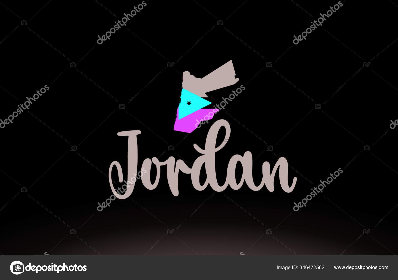 Jordania País Gran Texto Con Bandera Dentro Del Mapa Adecuado Vector de ...