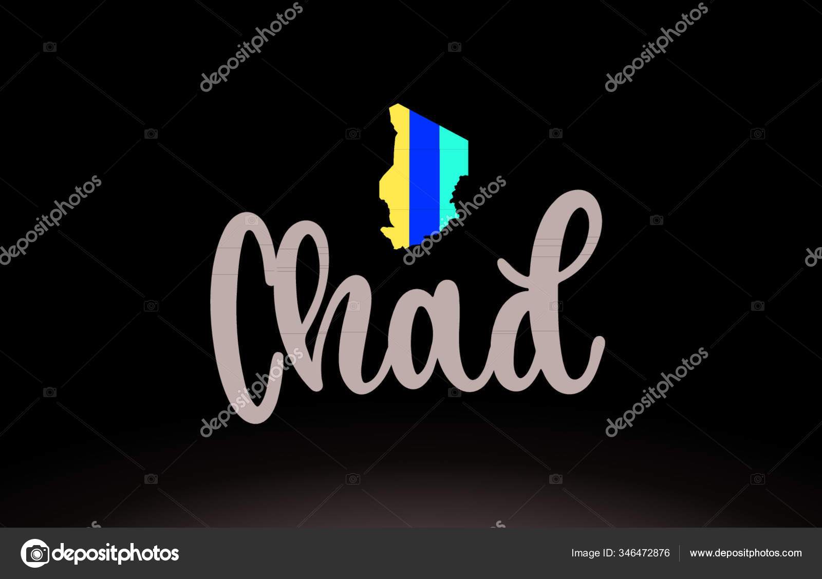 Chad Country Big Text Flag Map Suitable Logo Icon Design Stock Vector ...