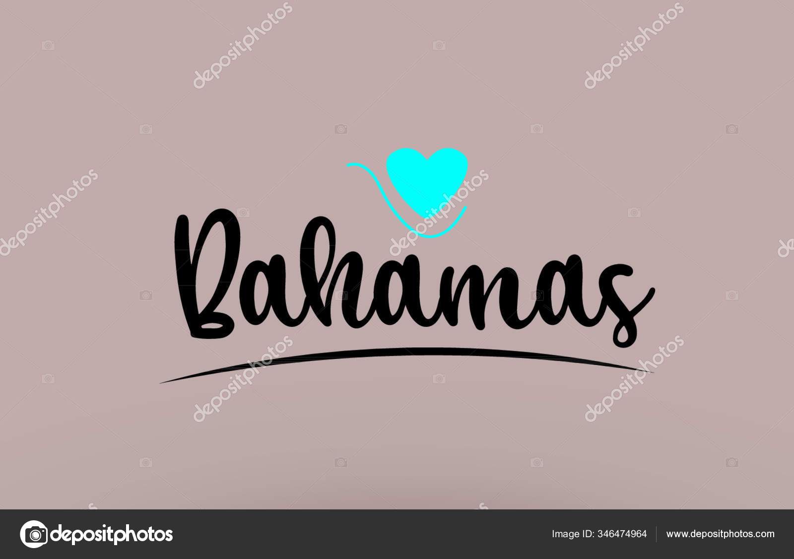 Bahamas Country Text Red Love Heart Black Background Suitable Logo ...