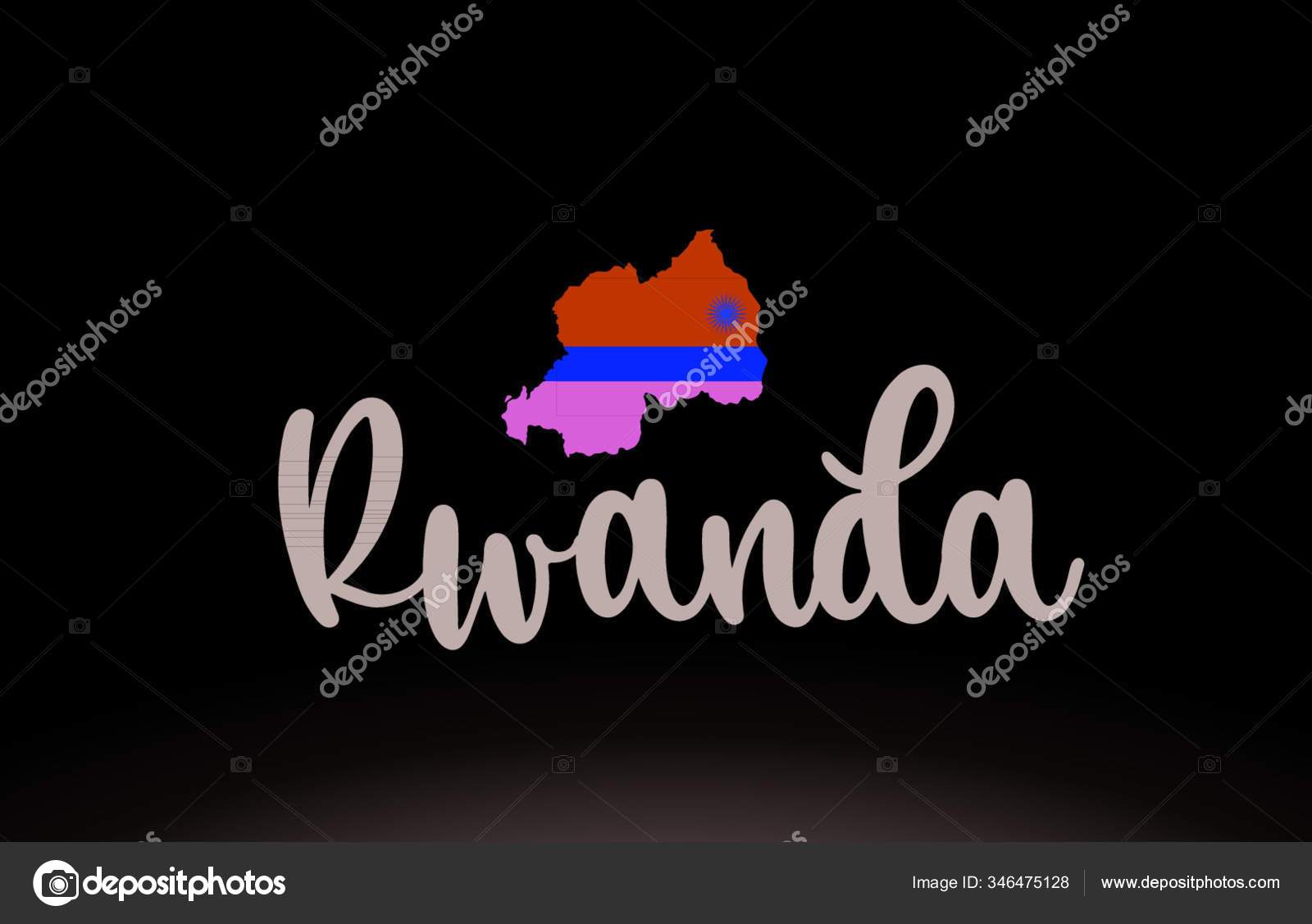 Rwanda Country Big Text Flag Map Suitable Logo Icon Design Stock Vector ...