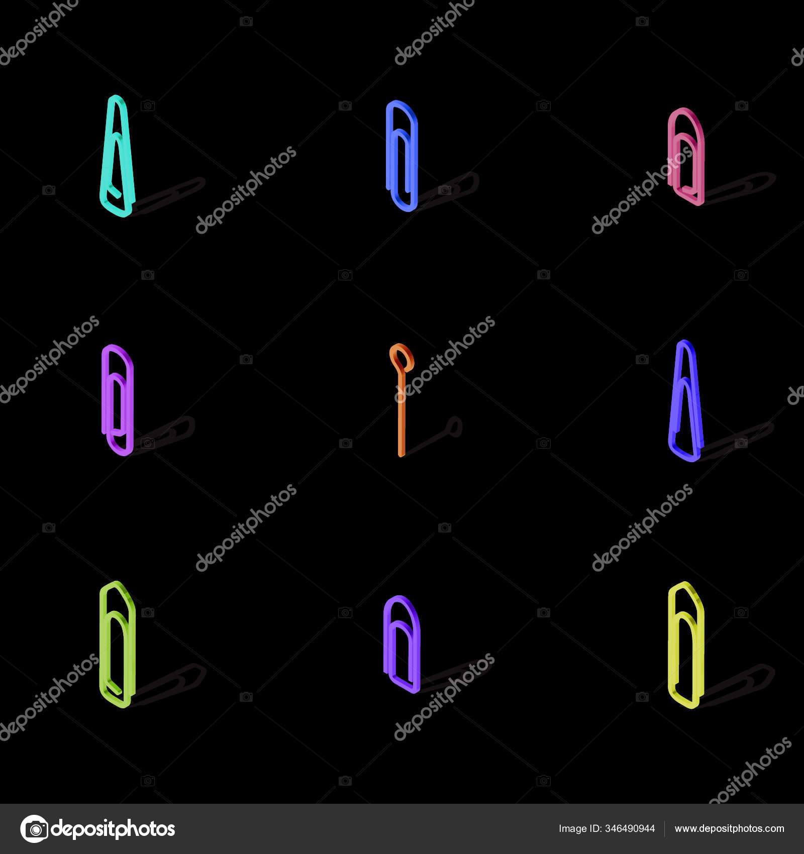 Set Various Office Paper Clips Isolated White Background Isometric ...
