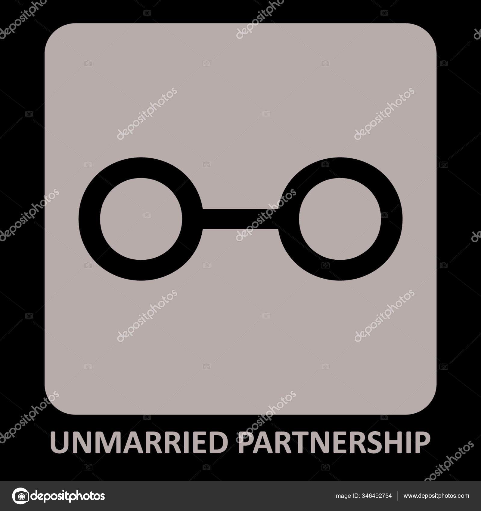 Black White Unmarried Partnership Symbol Illustration Stock Vector ...