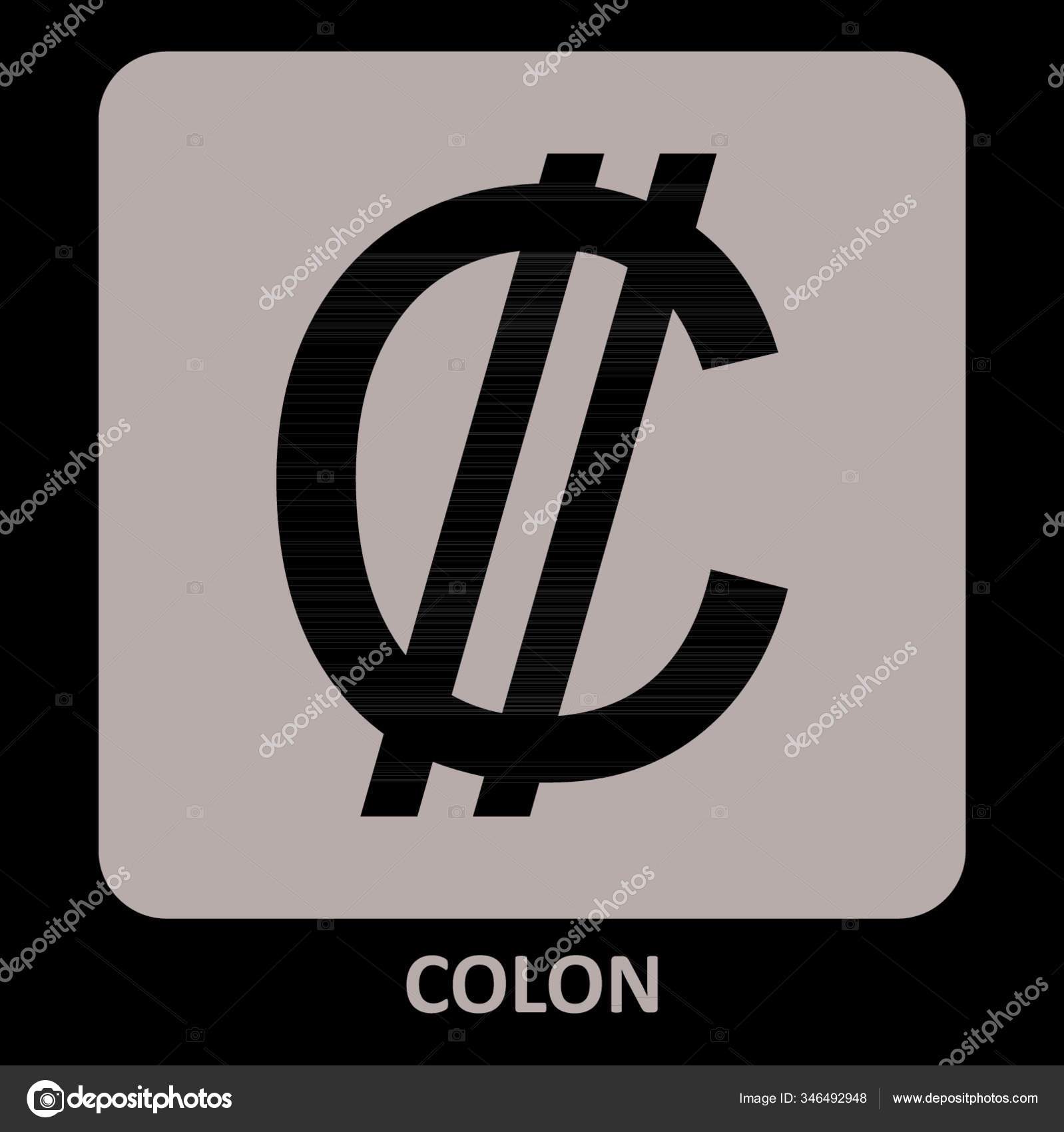 Símbolo Moneda Costa Rica Colón Blanco Negro Ilustración Vector de ...