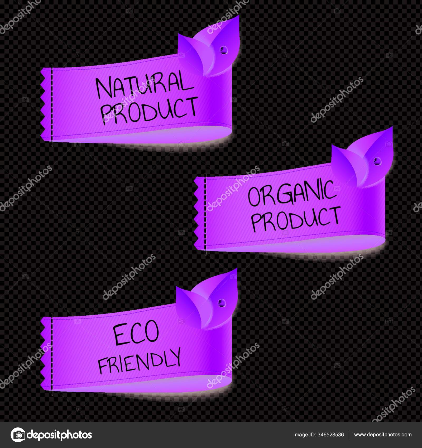 Organic Labels Transparent Background Gradient Mesh Vector Illustration ...