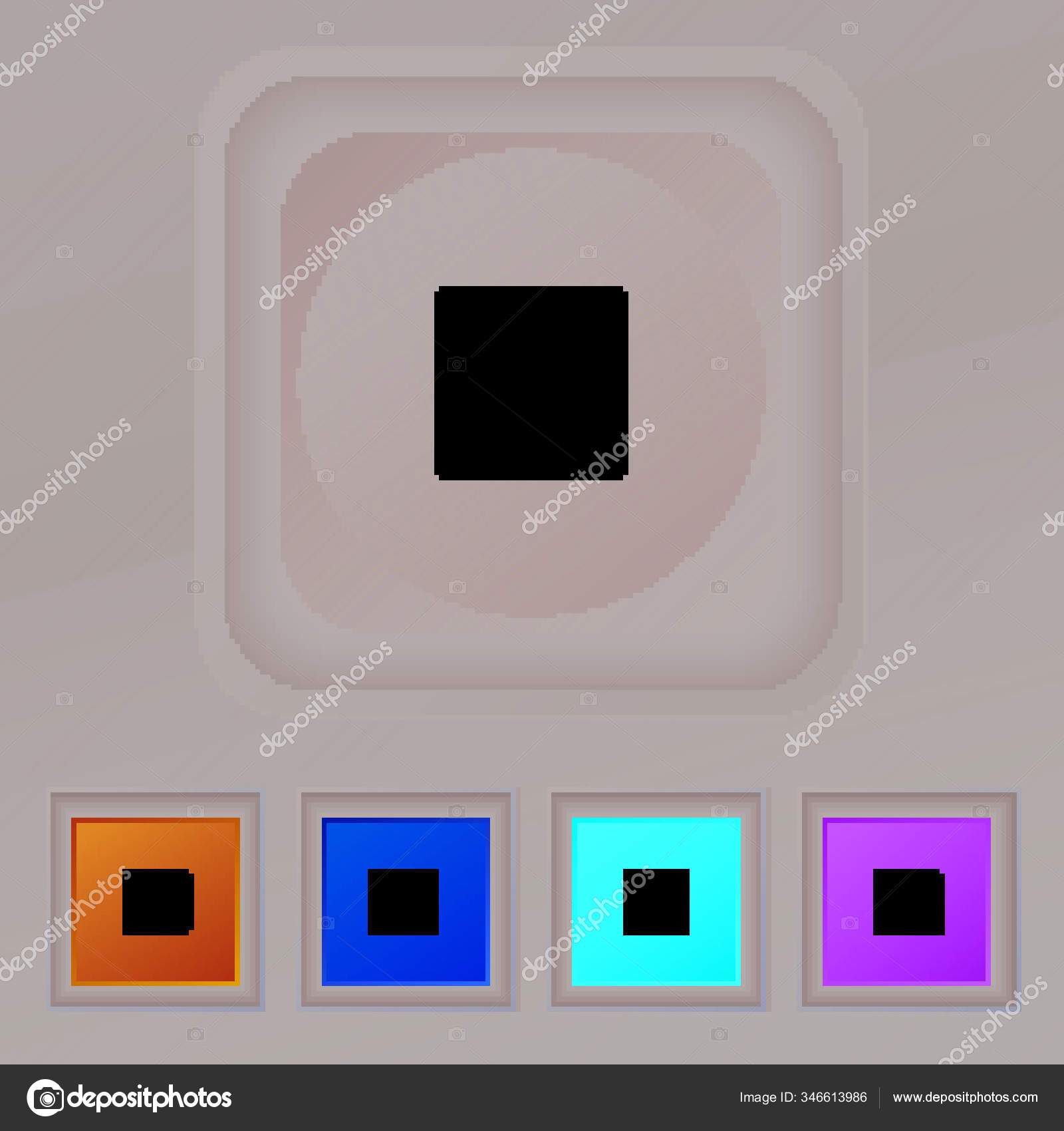 Stop Button Icon Symbol Set Five Colorful Stylish Buttons Black Stock ...