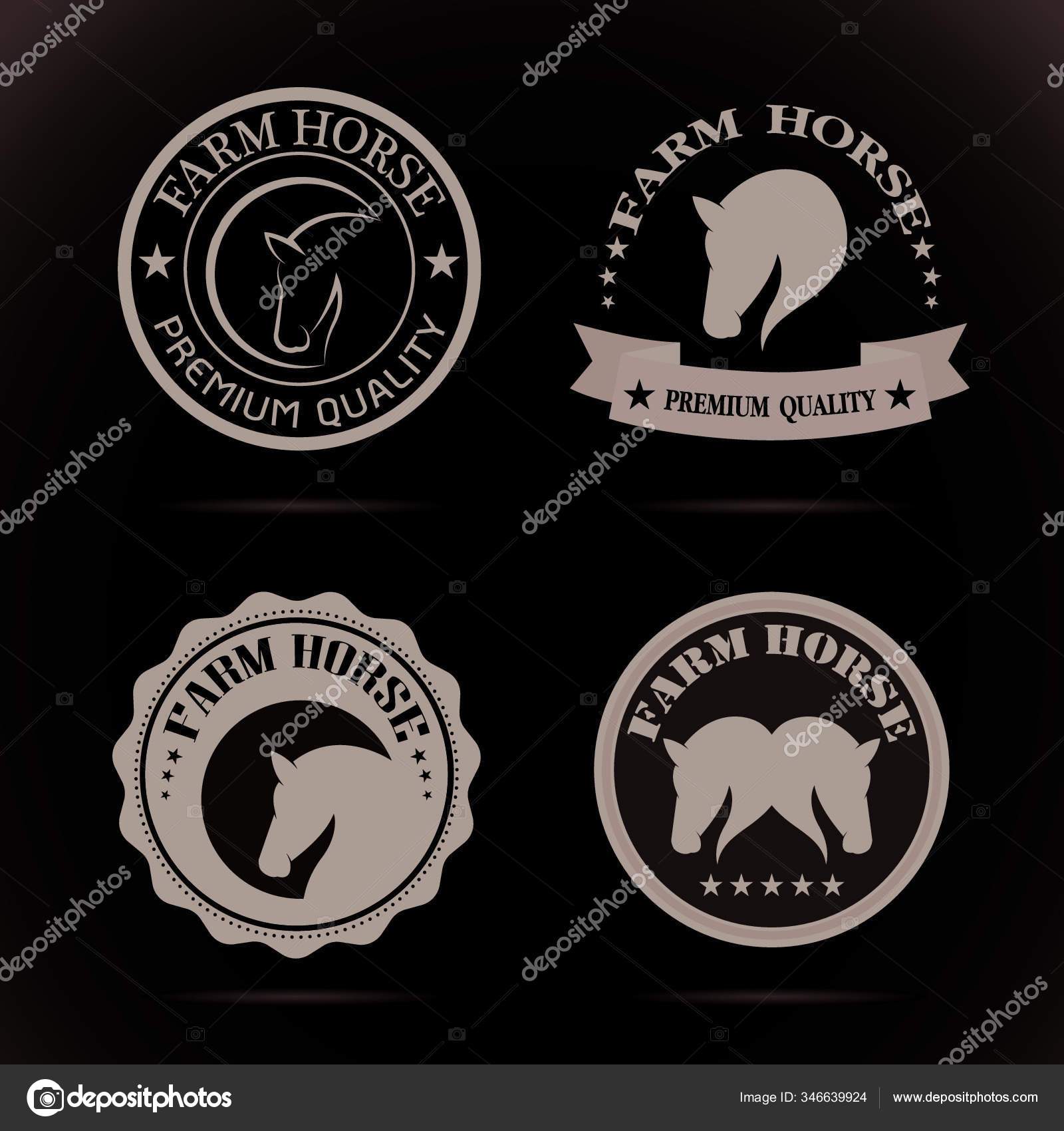 Set Vector Horses Labels White Background Banners Logo Stock Vector ...