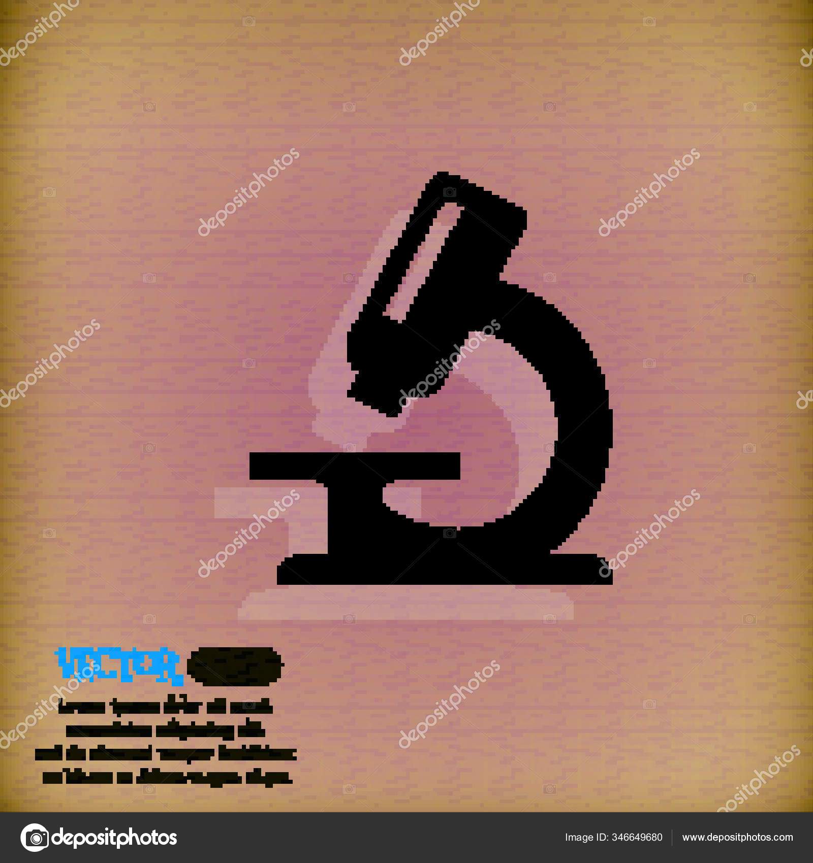 Microscope Icon Symbol Blue Green Abstract Background Shadow Space Your ...