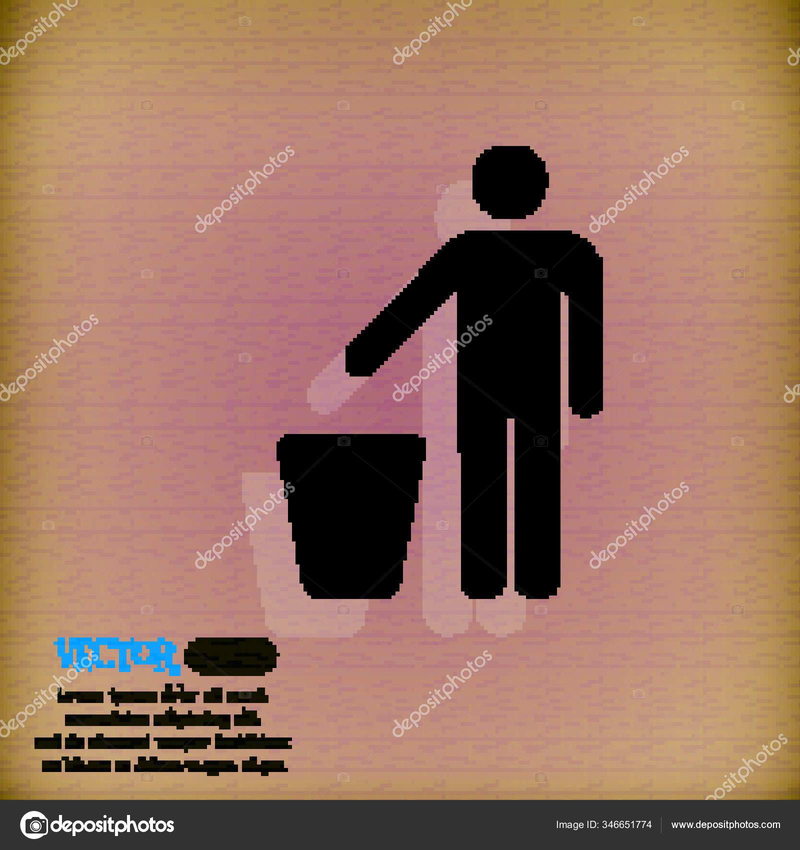 Throw Away Trash Icon Symbol Blue Green Abstract Background Shadow ...