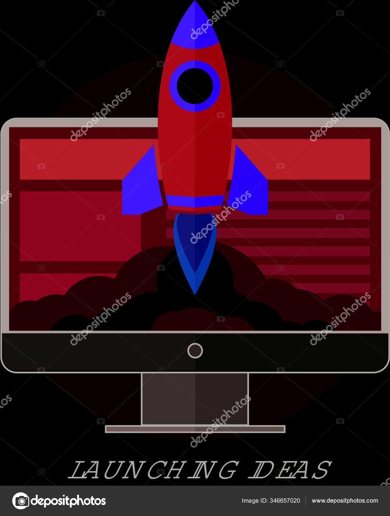 Launching Ideas Startup Concept Flat Design Rocket Launch Stock Vector ...