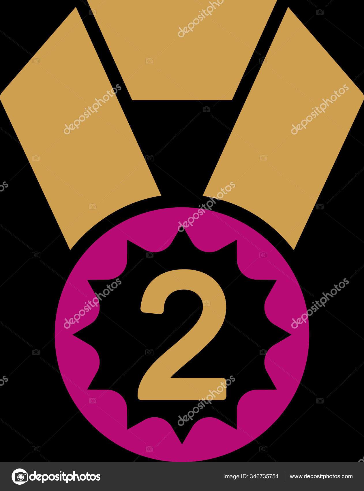 Second Place Icon Competition Success Bicolor Icon Set Vector Style ...