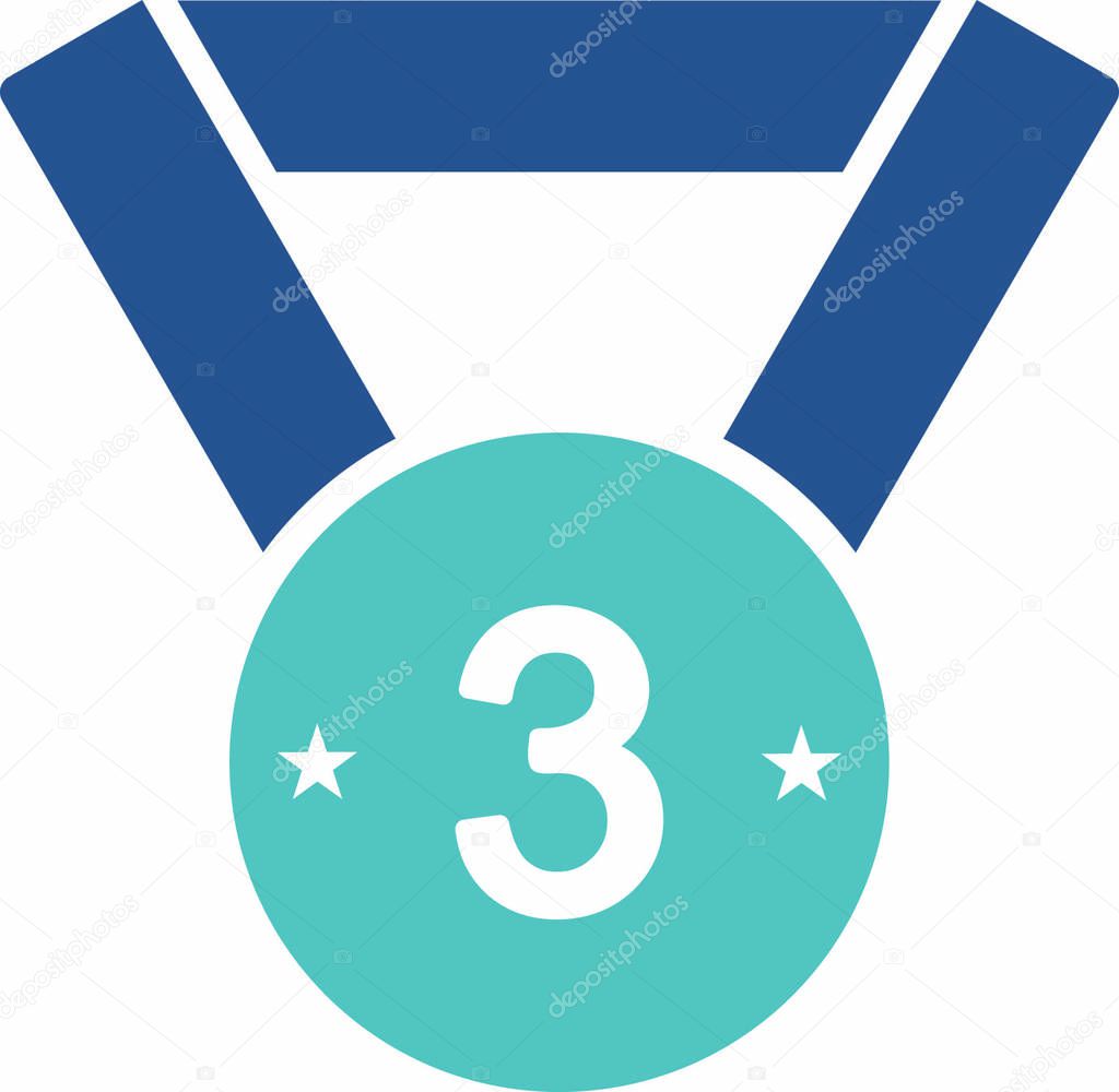 Icono de la tercera medalla de Concurso & Éxito Bicolor Icono Set. El ...