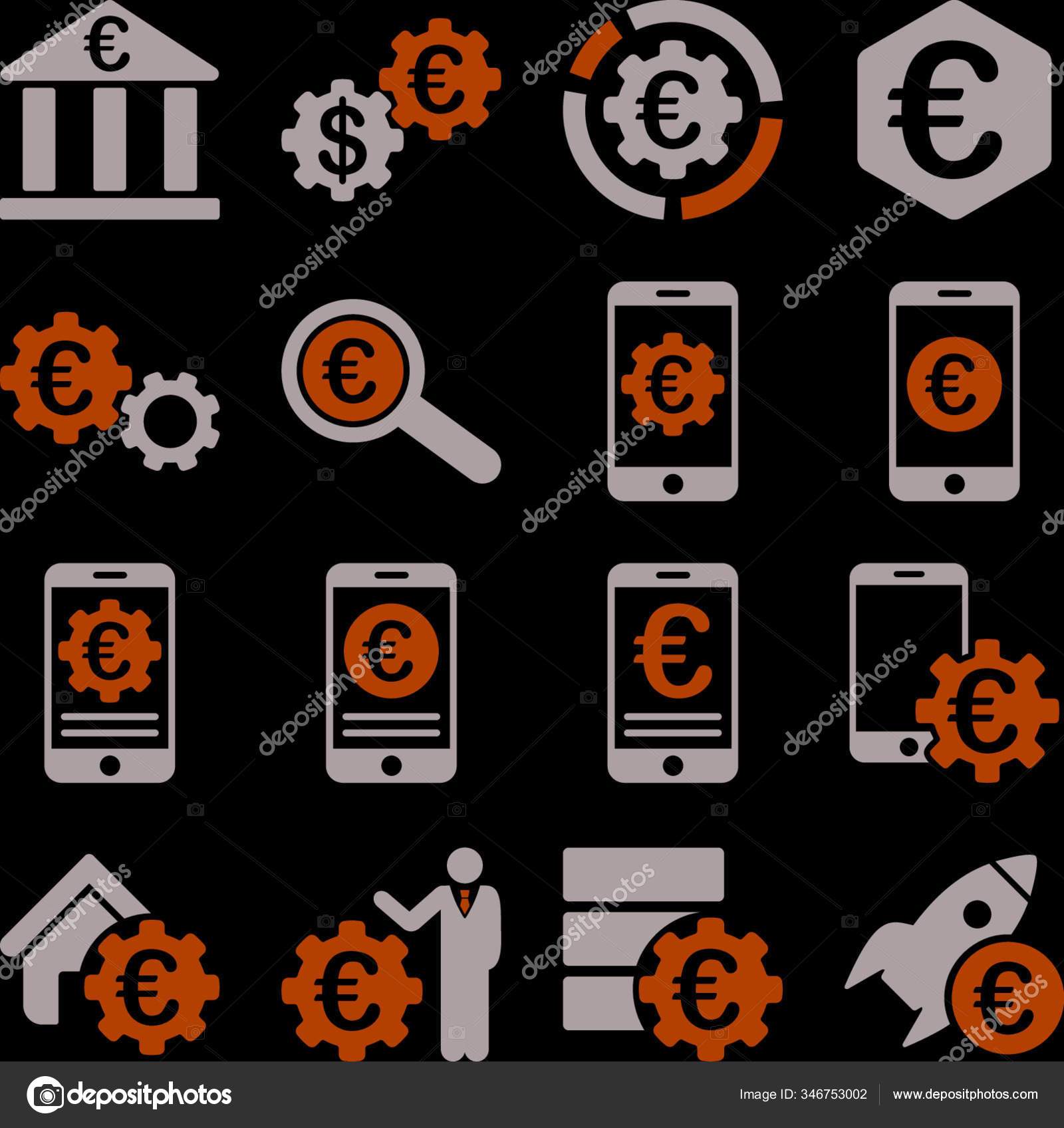 Euro Banking Business Service Tools Icons Flat Bicolor Icons Use Stock ...