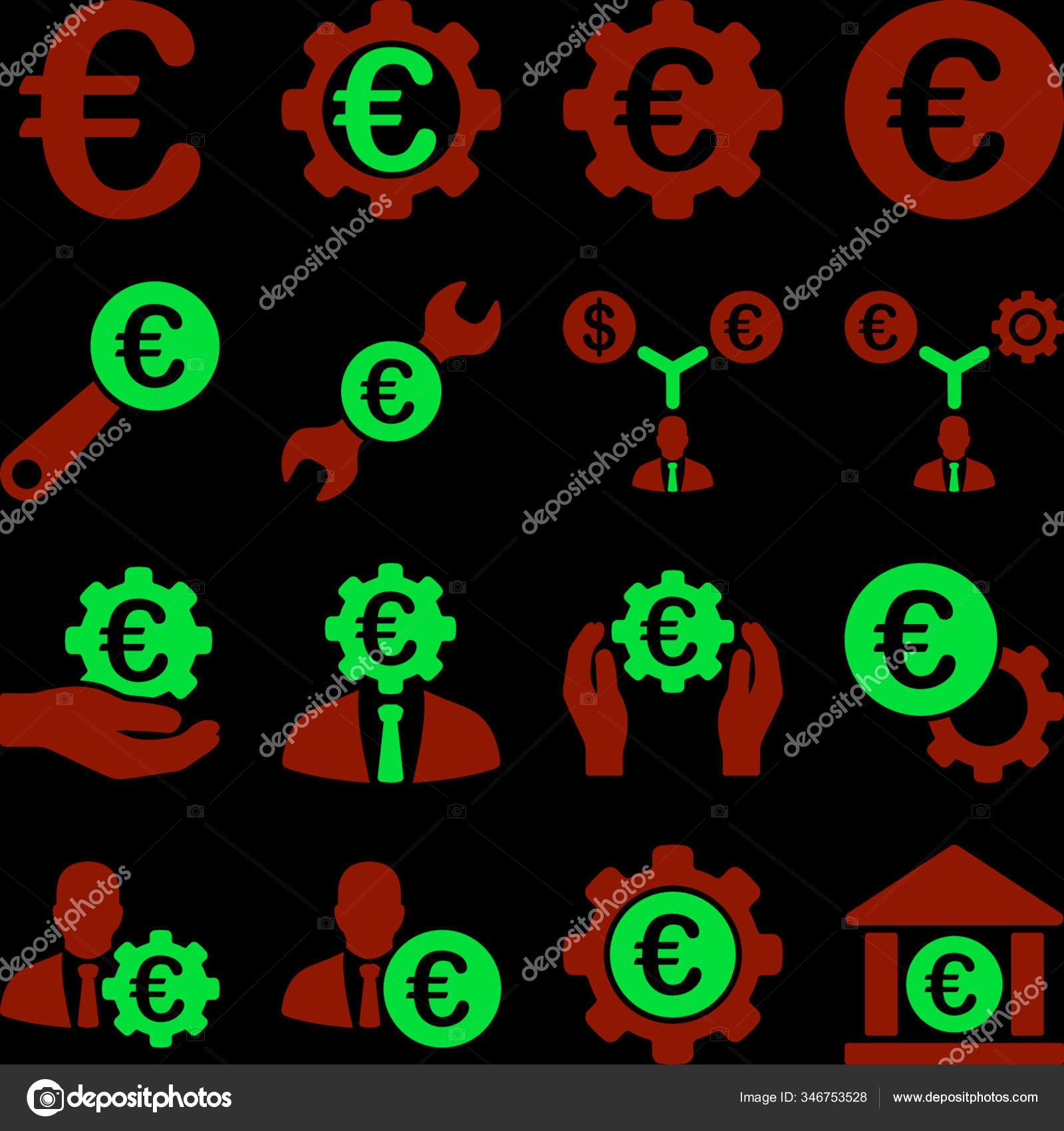 Euro Banking Business Service Tools Icons Flat Bicolor Icons Use Stock ...